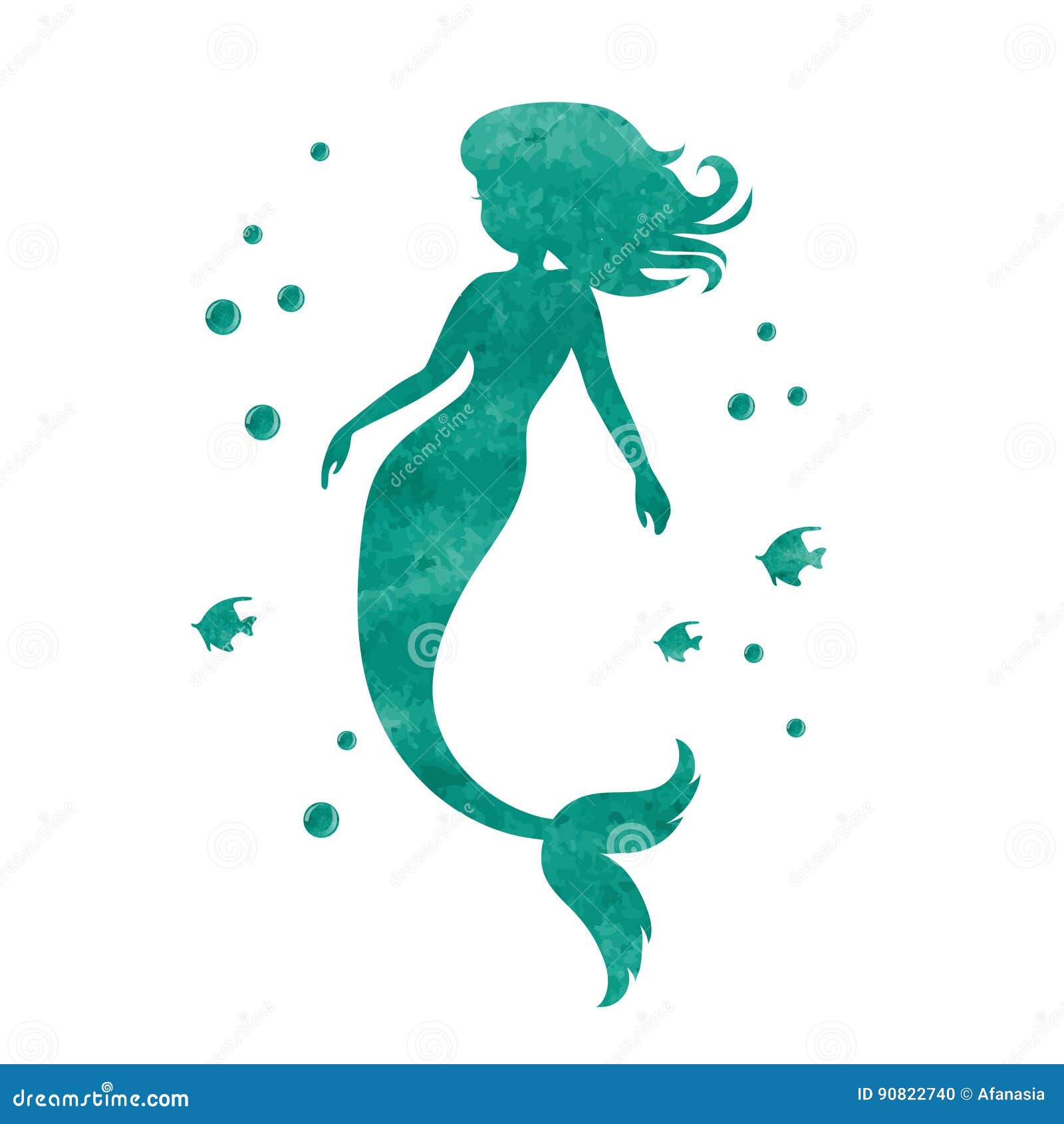 Watercolor Art Mermaid And Dolphin Stock Photography | CartoonDealer ...