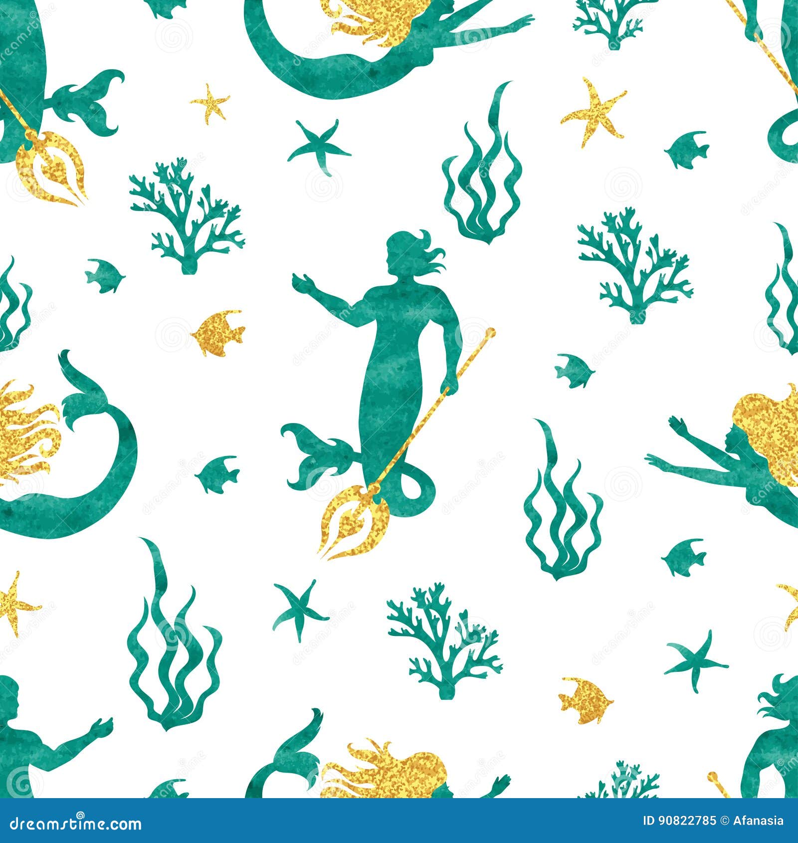 Mermaid Pattern. Printable Underwater Mermaids Background. Cute Nursery ...
