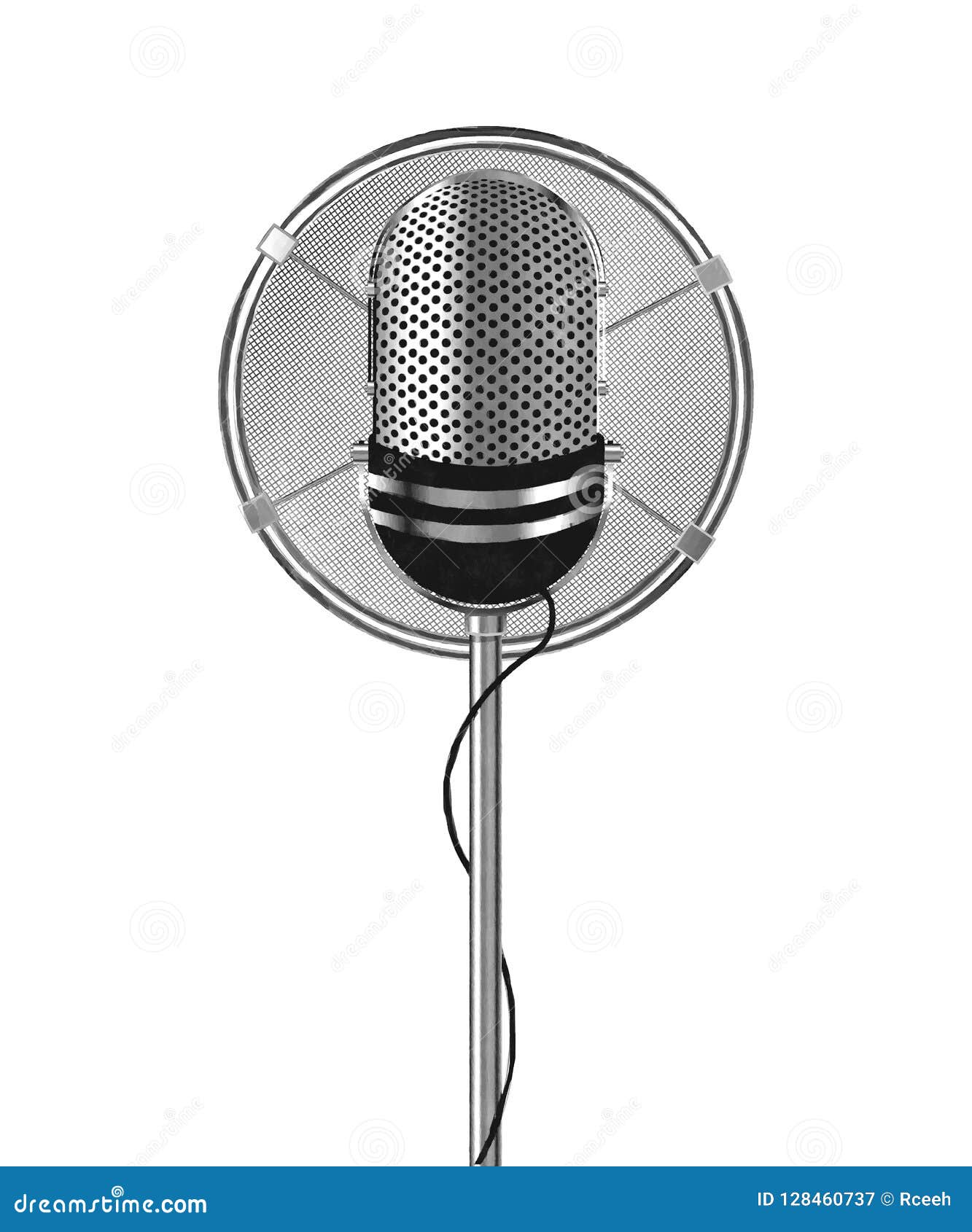 Watercolor microphone stock illustration. Illustration of abstract ...