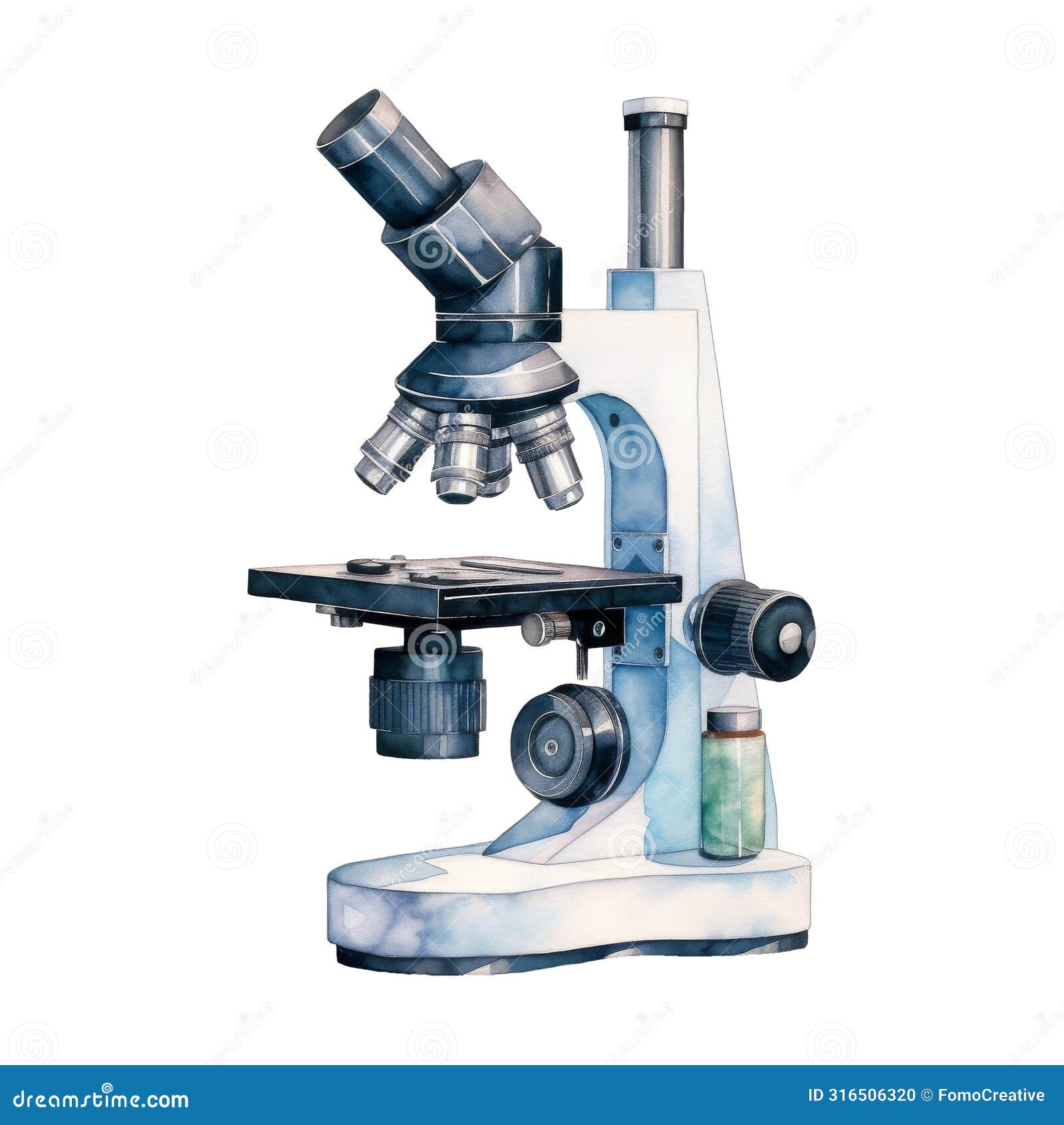 Watercolor Microscopes in Vibrant Colors Stock Photo - Illustration of ...