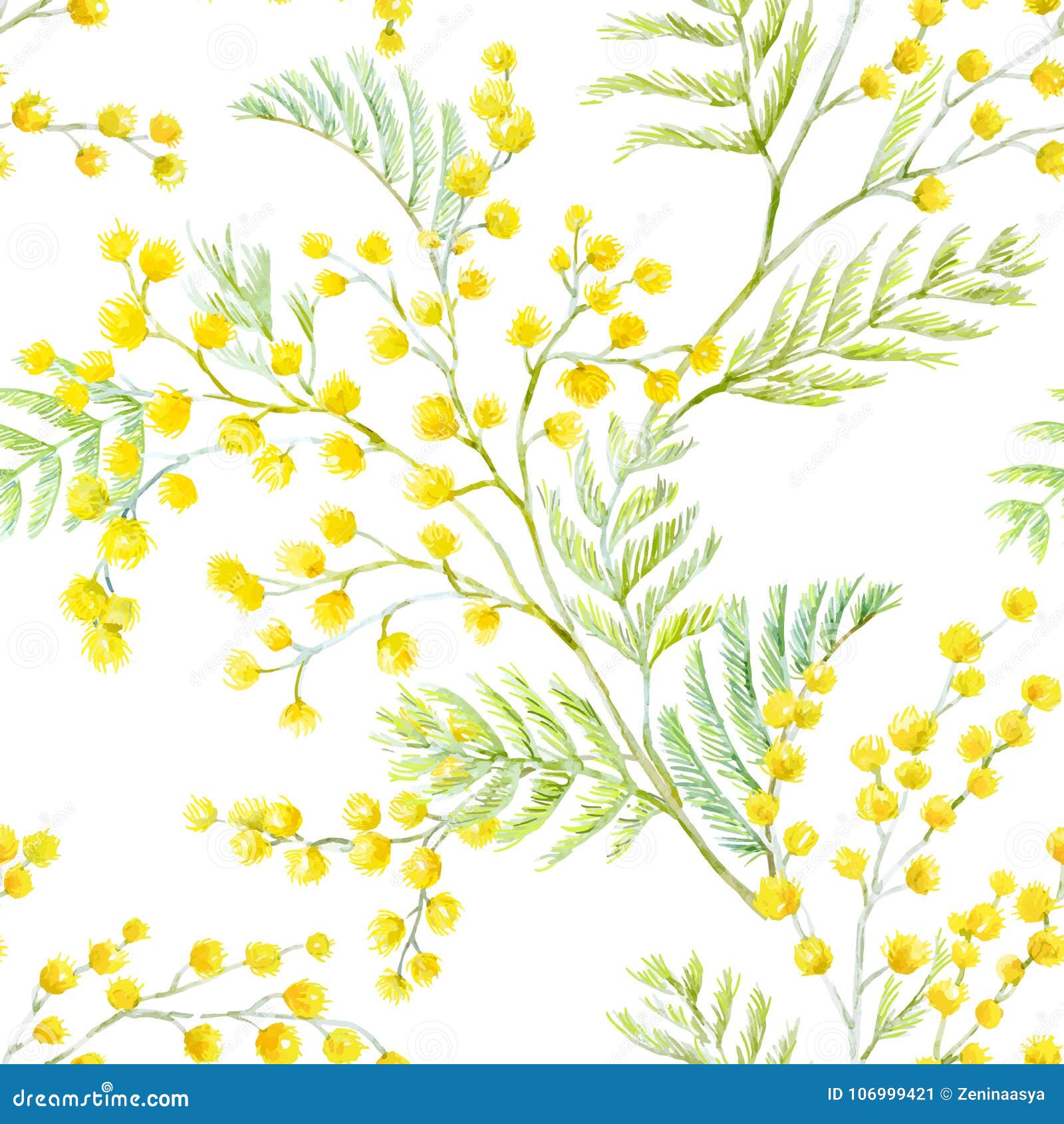 Watercolor Mimosa Vector Pattern Stock Vector - Illustration of ...