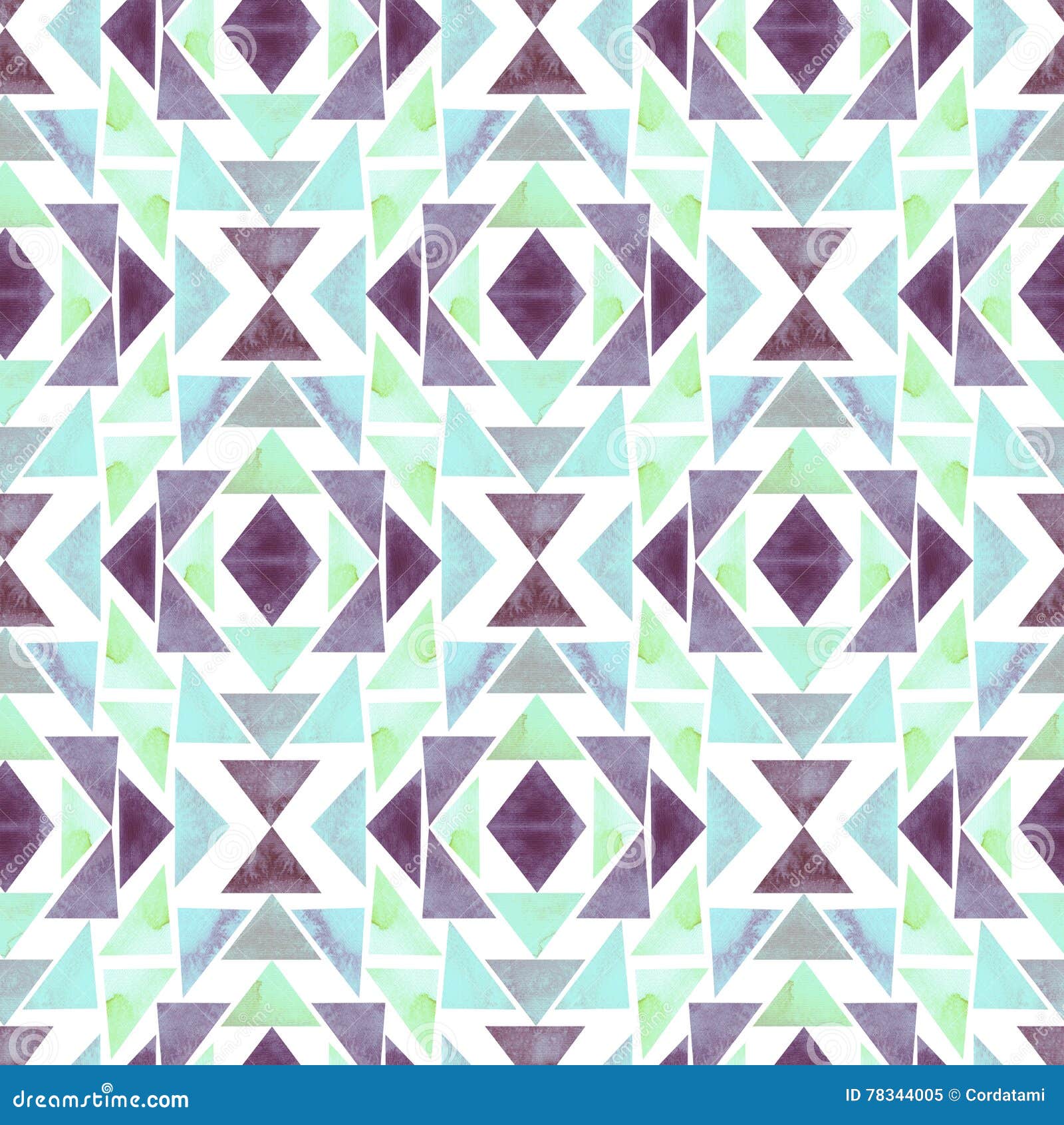 Watercolor Mint and Purple Triangles Seamless Geometric Pattern Stock ...