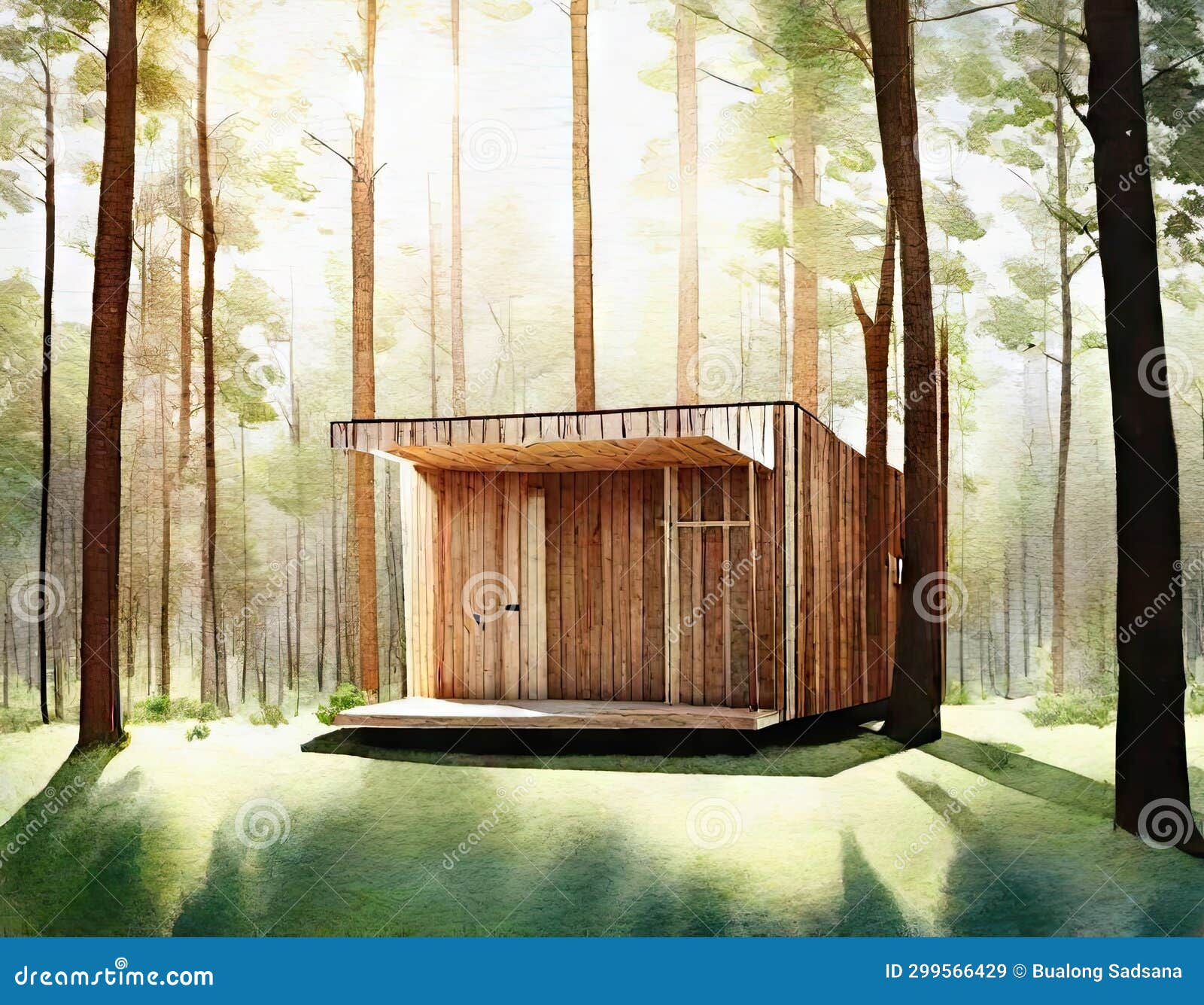 Watercolor of Modern Tiny House Stock Illustration - Illustration of ...