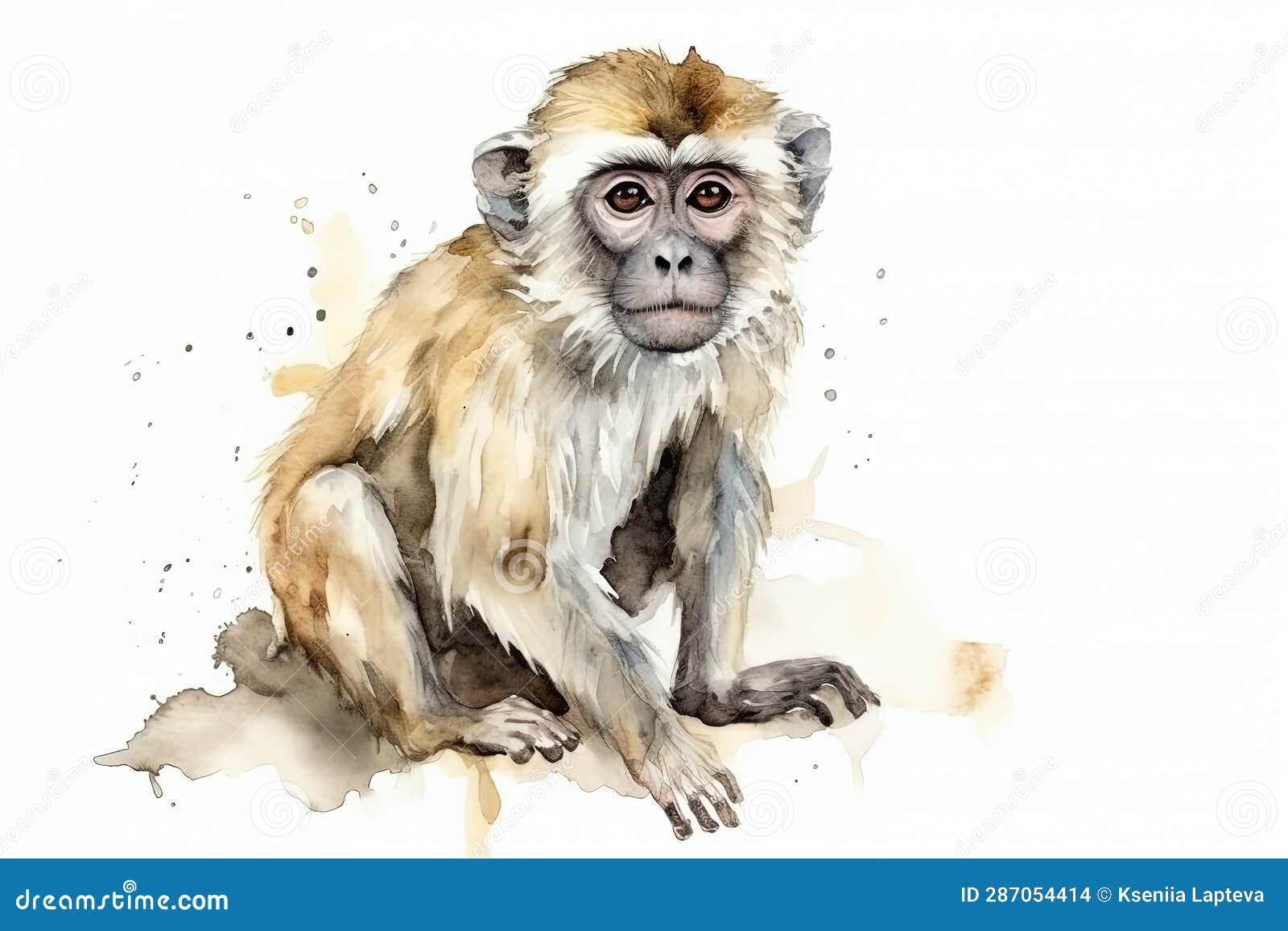 Watercolor Monkey Illustration on White Background Stock Illustration ...