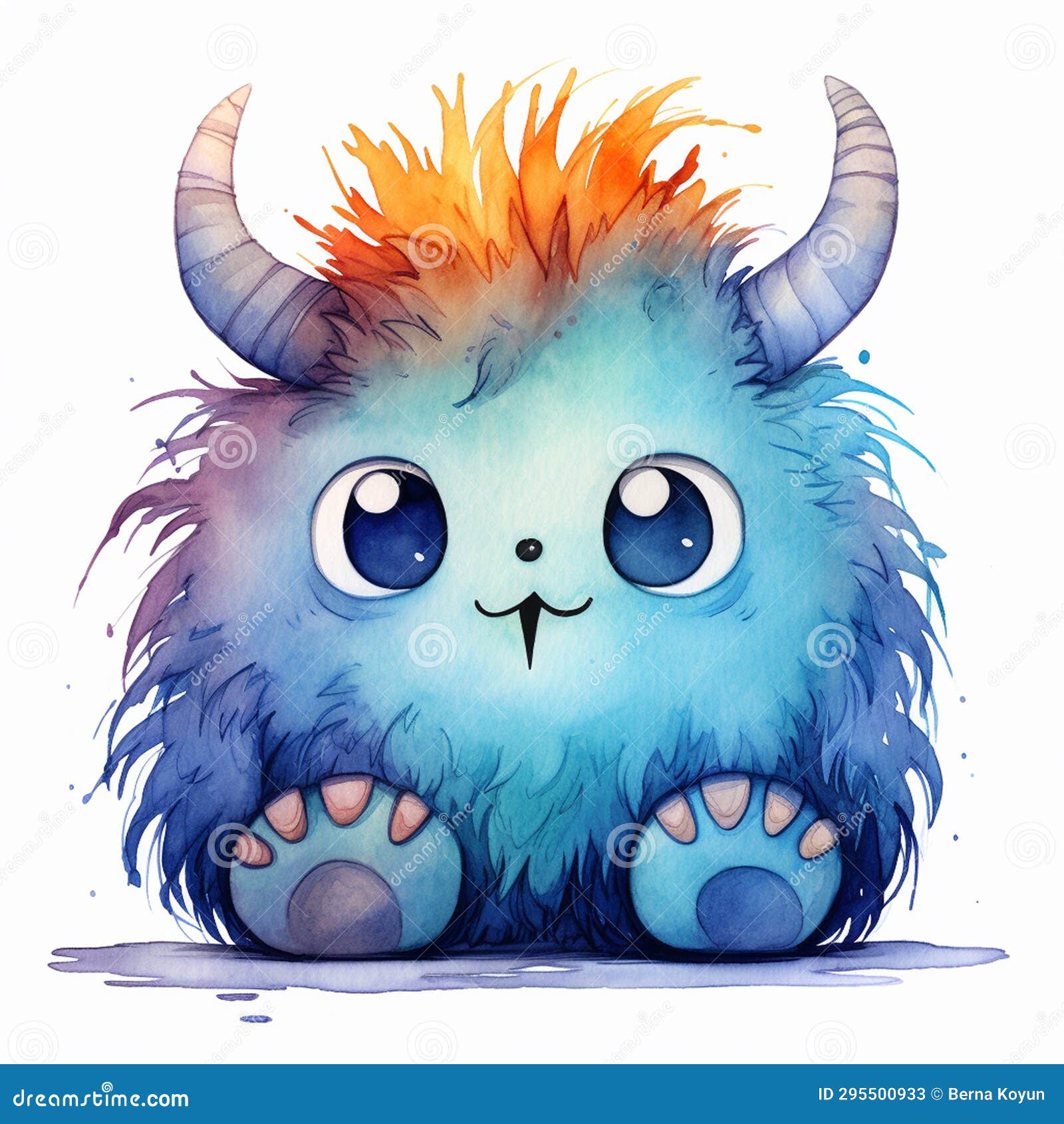 Watercolor Monster Playing in the Snow with a Snowman Stock ...