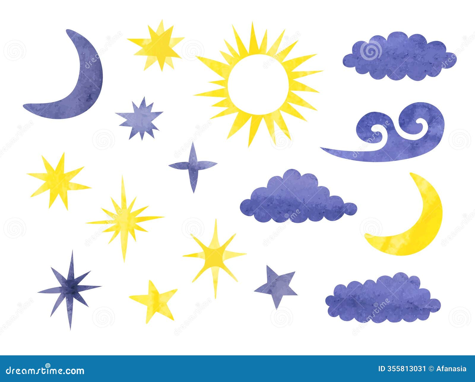 Vector Celestial Golden Border Set With Stars, Moon Phases, Crescents ...