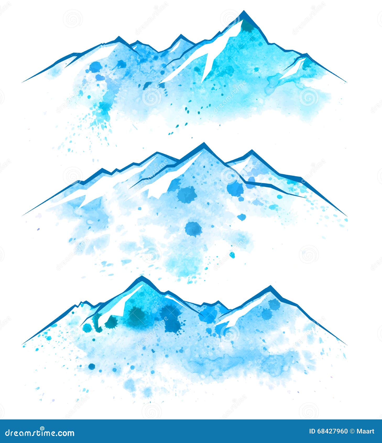 Watercolor Mountains Borders Stock Vector - Illustration of collection ...