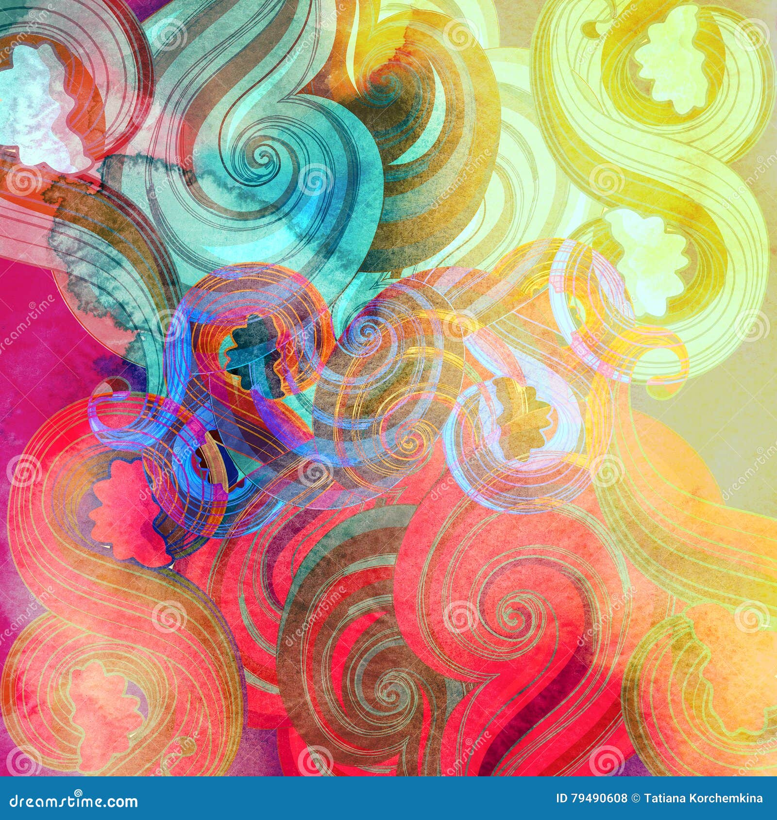 Watercolor Multicolored Abstract Elements Stock Illustration ...