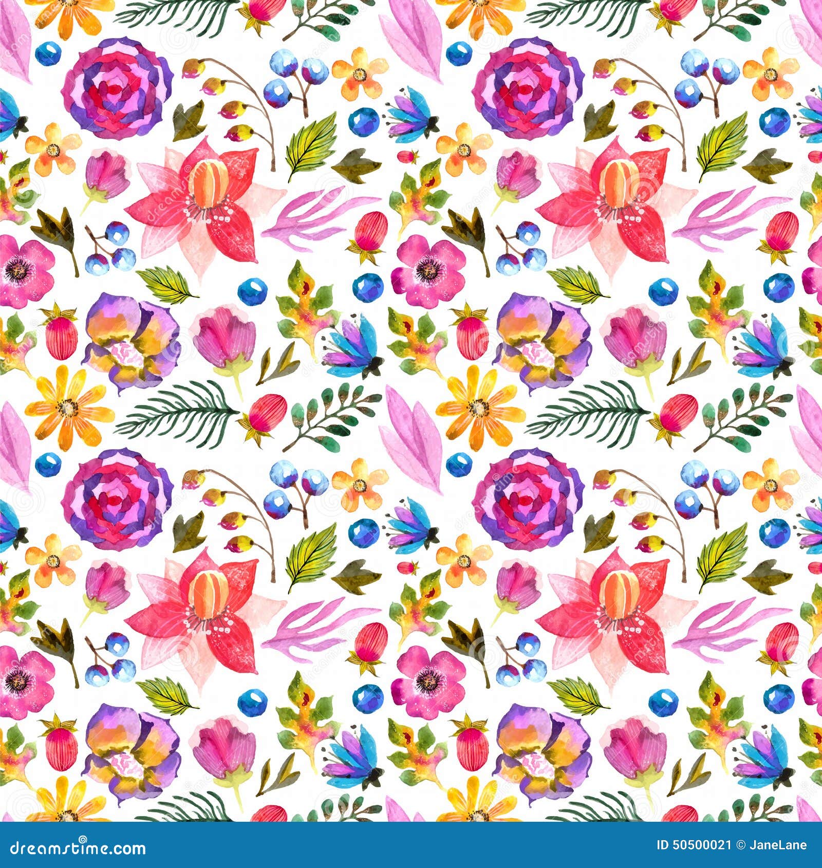 Watercolor Natural Seamless Pattern Stock Illustration - Illustration ...