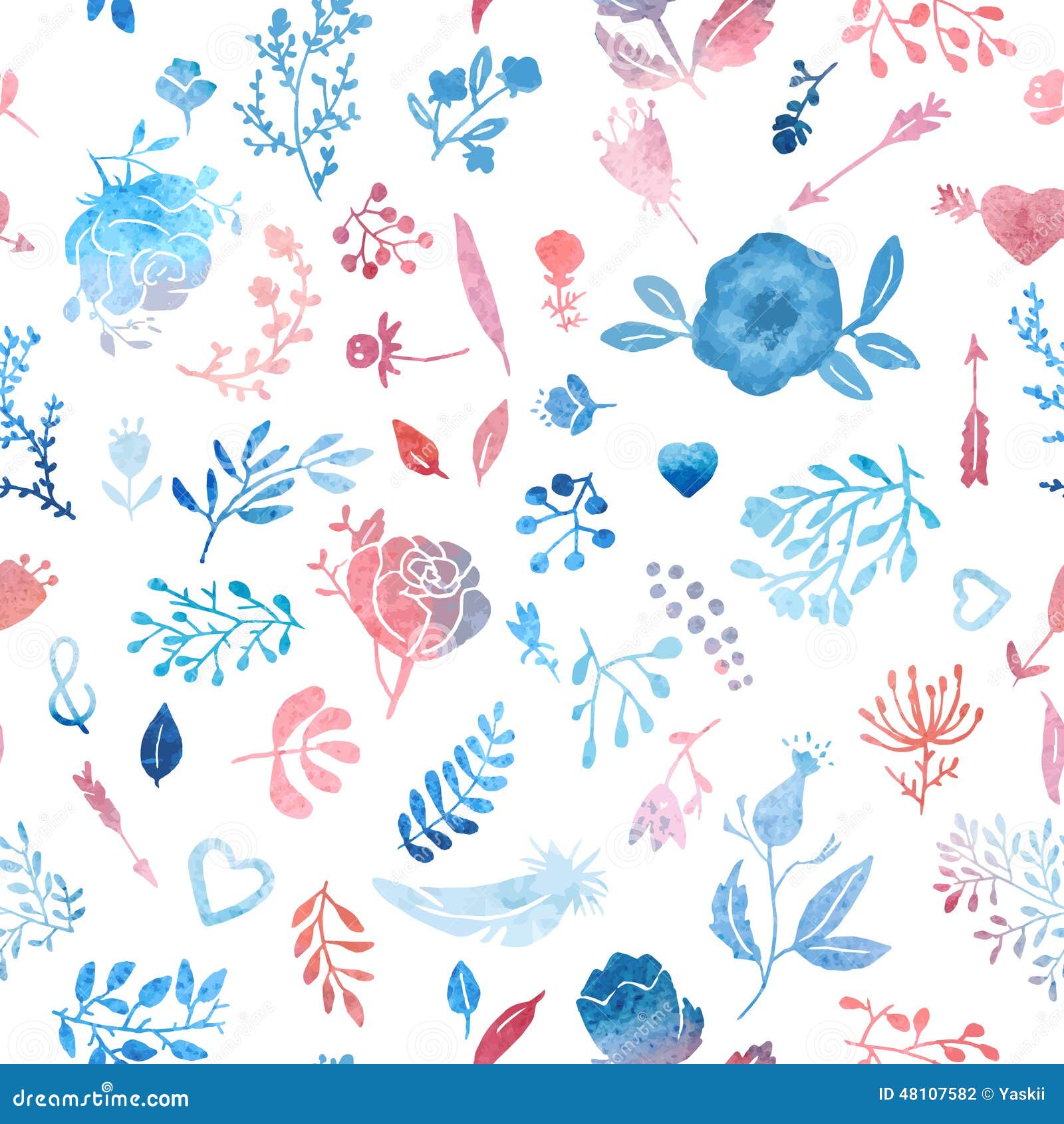 Watercolor nature pattern stock vector. Illustration of pastel - 48107582