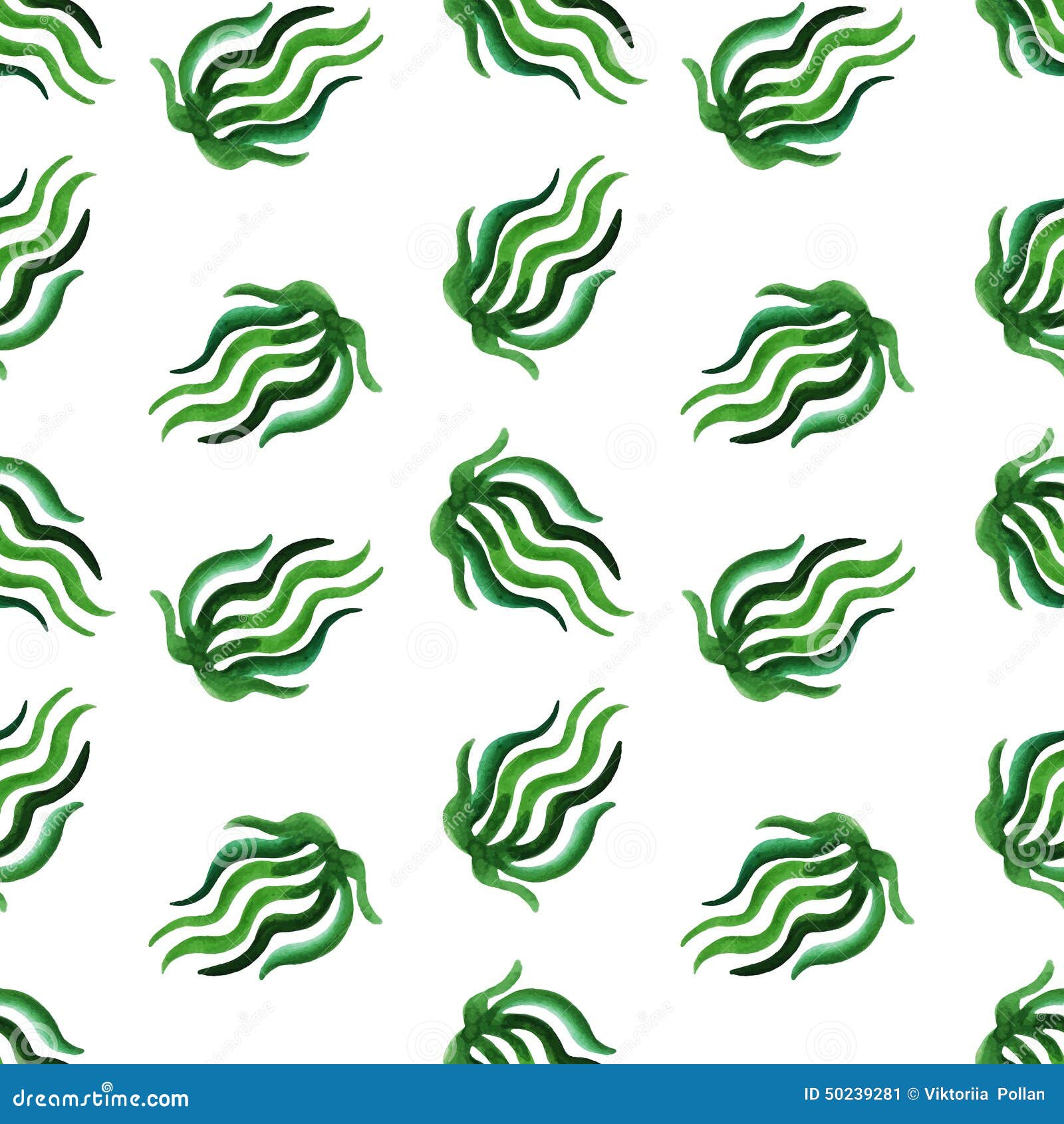 Watercolor Nature Seamless Vintage Vector Pattern (green). Grass ...