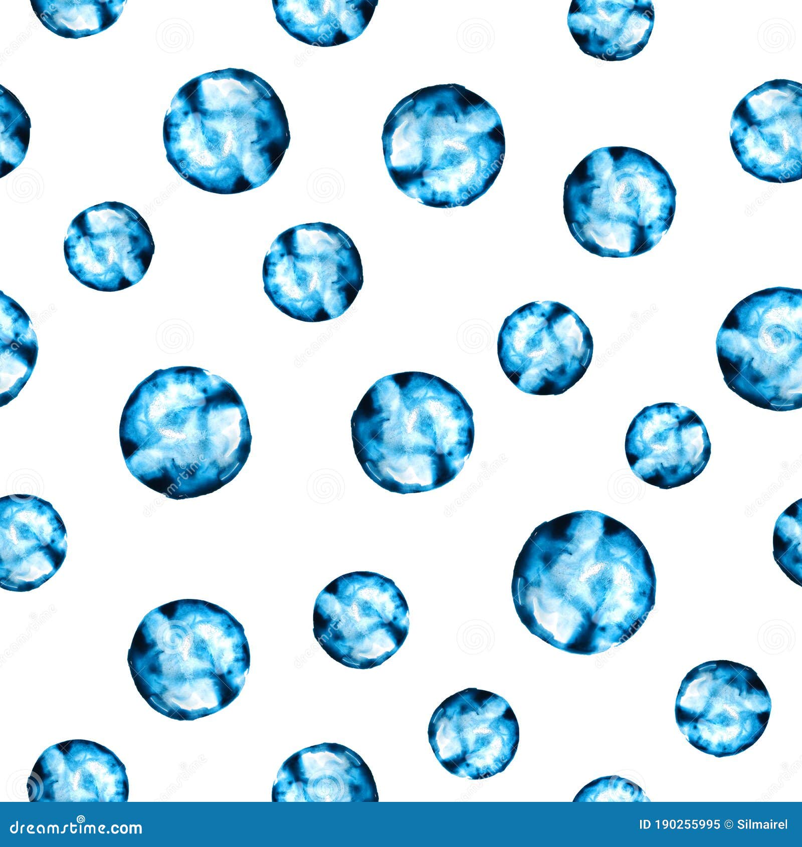 Watercolor Navy Blue Spot Blot Blob Bubble Seamless Pattern Stock ...