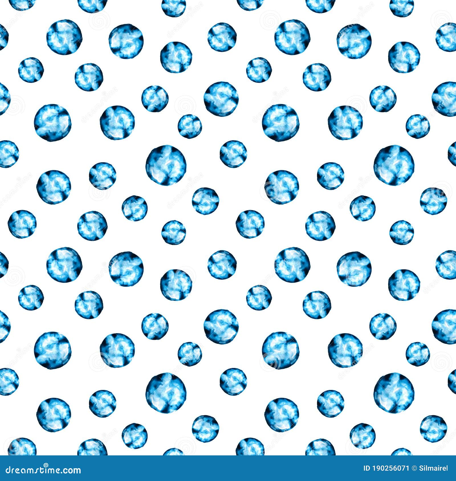 Watercolor Navy Blue Spot Blot Blob Bubble Seamless Pattern Stock ...