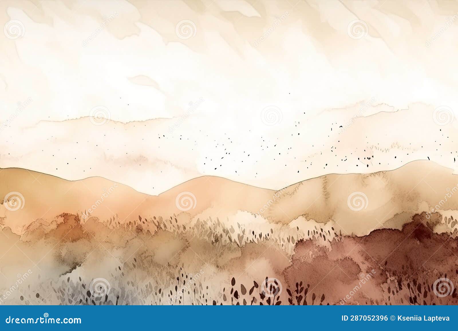 Watercolor Neutral Minimalist Landscape Illustration Stock Illustration ...
