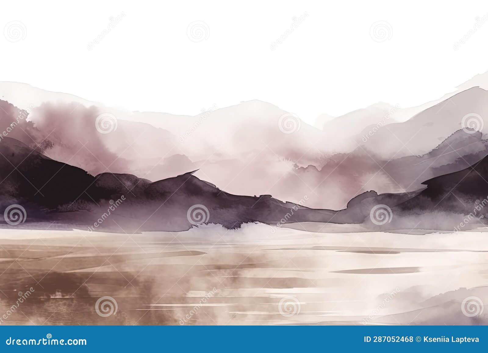 Watercolor Neutral Minimalist Landscape Illustration Stock Illustration ...