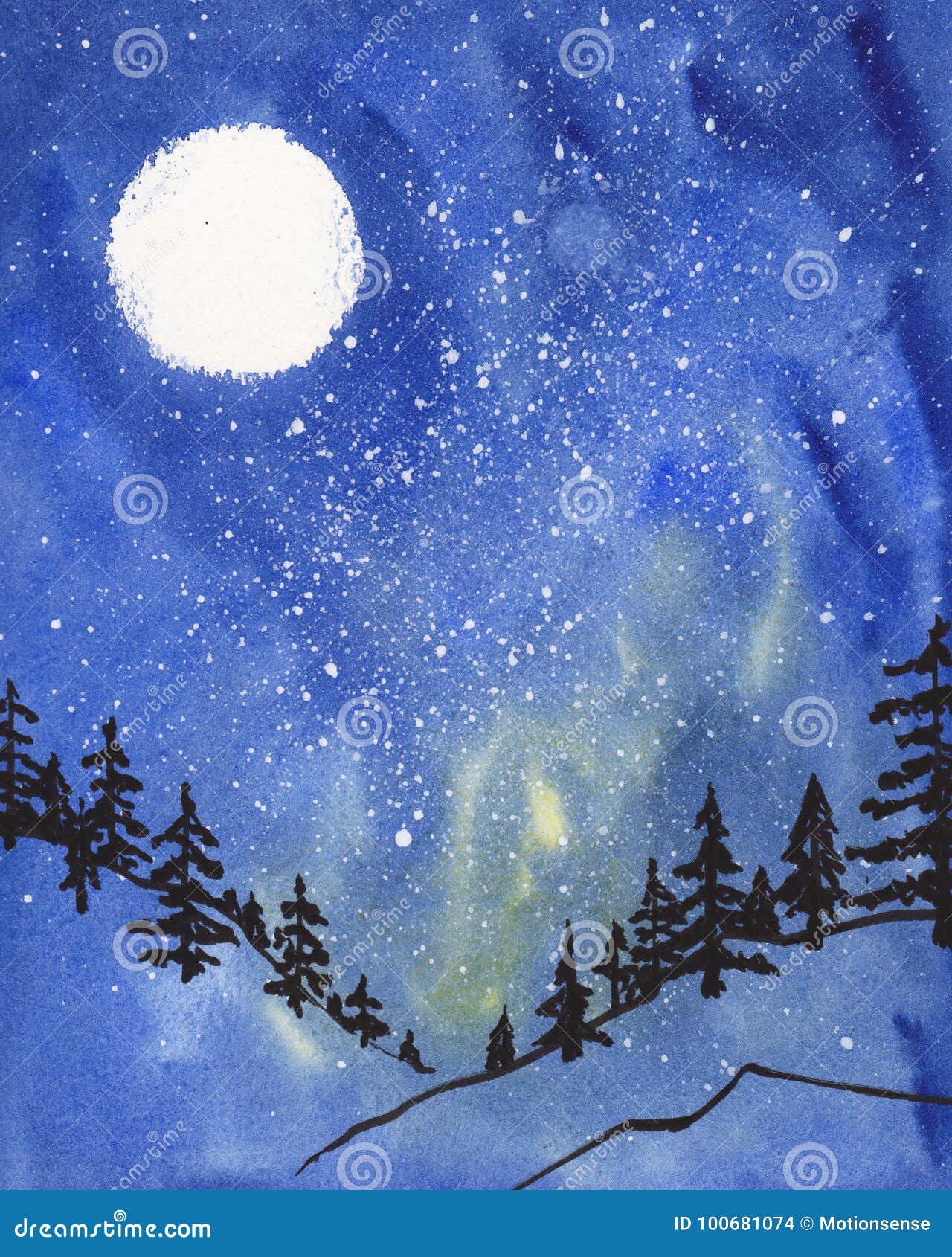 Moon Nightscape Landscape Summer Color Nature Silhouette Scene ...