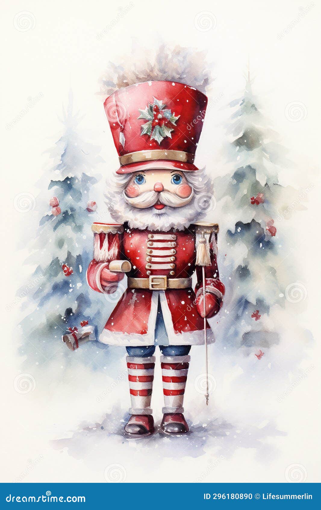 Watercolor Nutcracker on Clean White Background Stock Photo - Image of ...