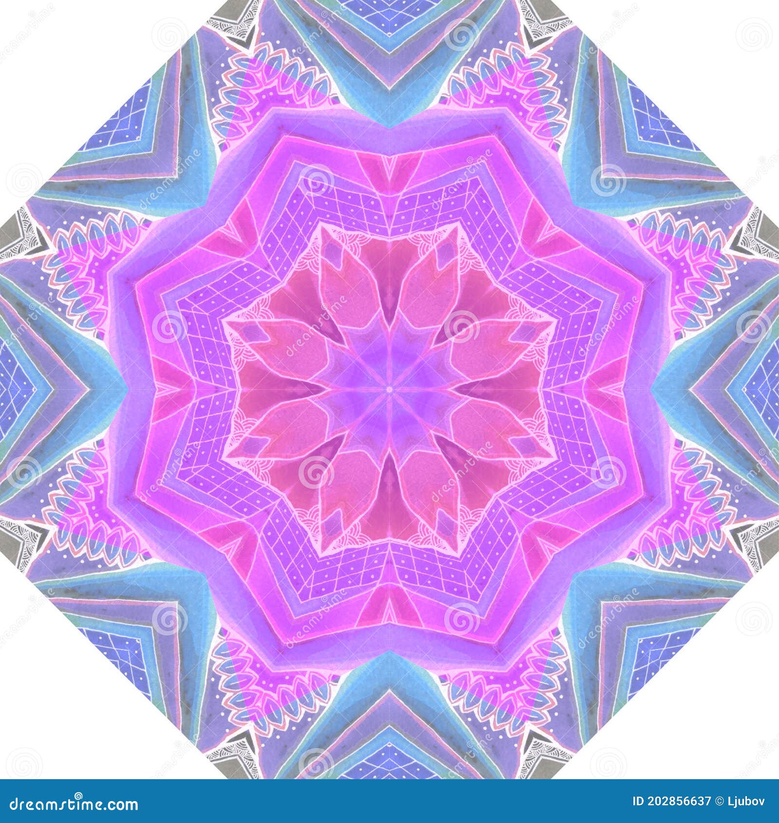 Watercolor Octagonal Pattern with Beautiful Mandala Ornament Stock ...