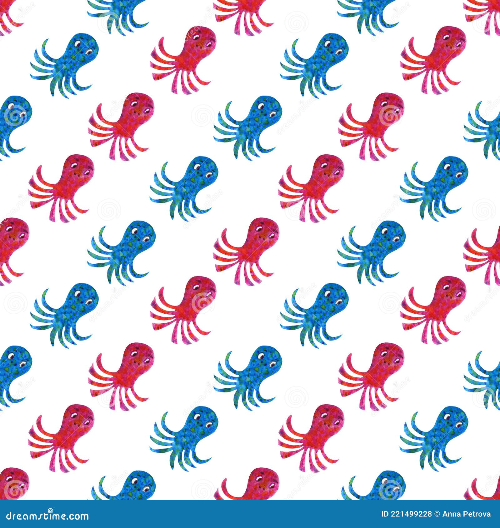Octopus Pattern Seamless. Devilfish Background. Poulpe Texture. Baby ...