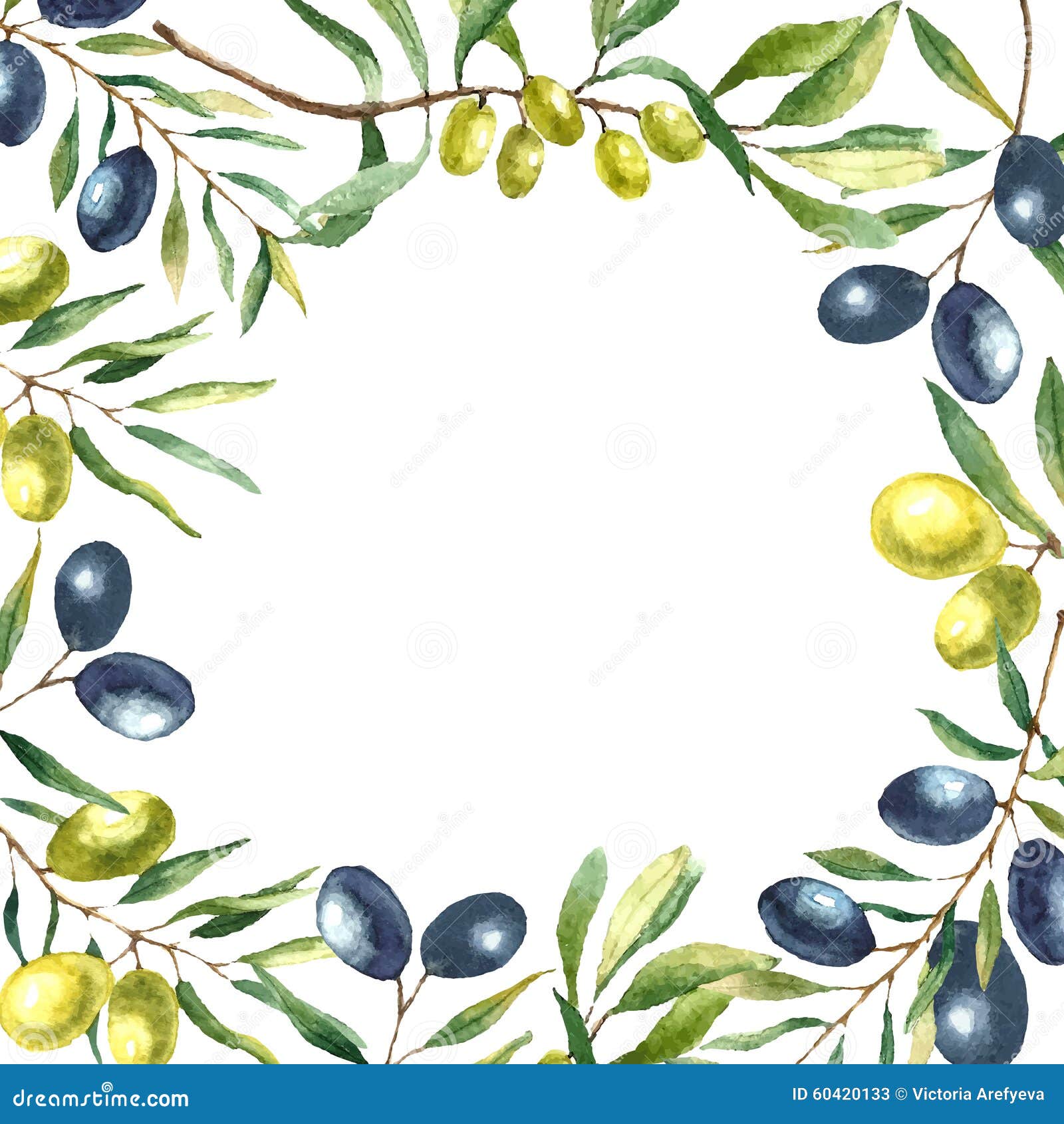 Watercolor Olive Branch Background. Stock Vector - Illustration of ...