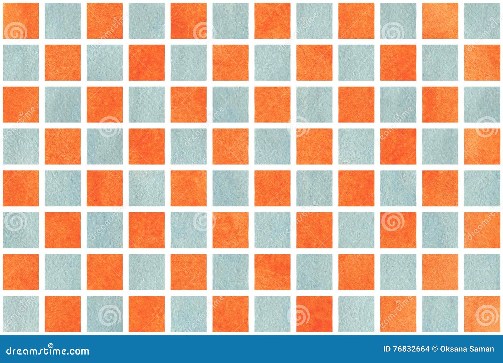 Watercolor Orange and Blue Squares Stock Illustration - Illustration of ...