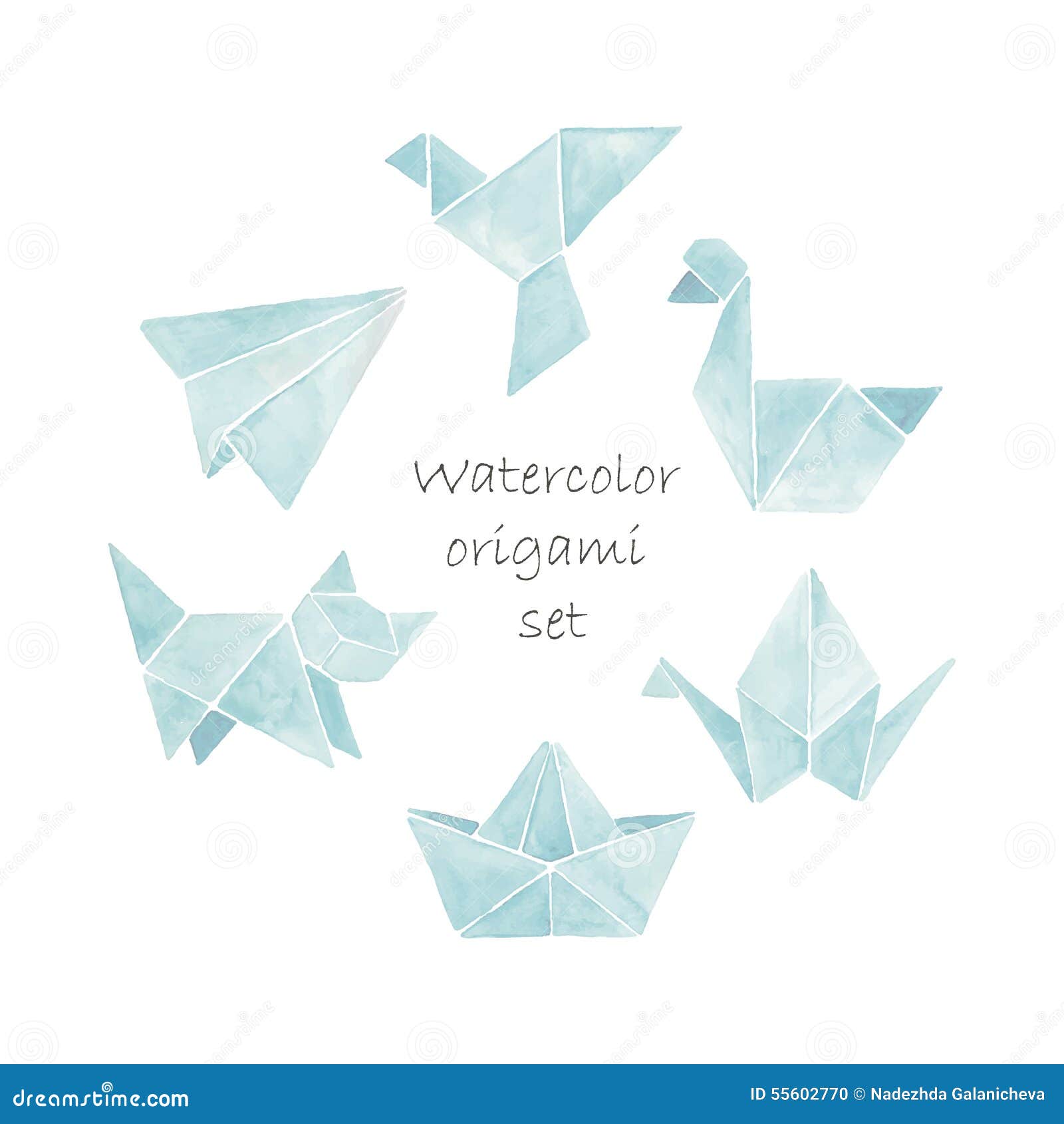 Watercolor origami set stock vector. Illustration of watercolor - 55602770
