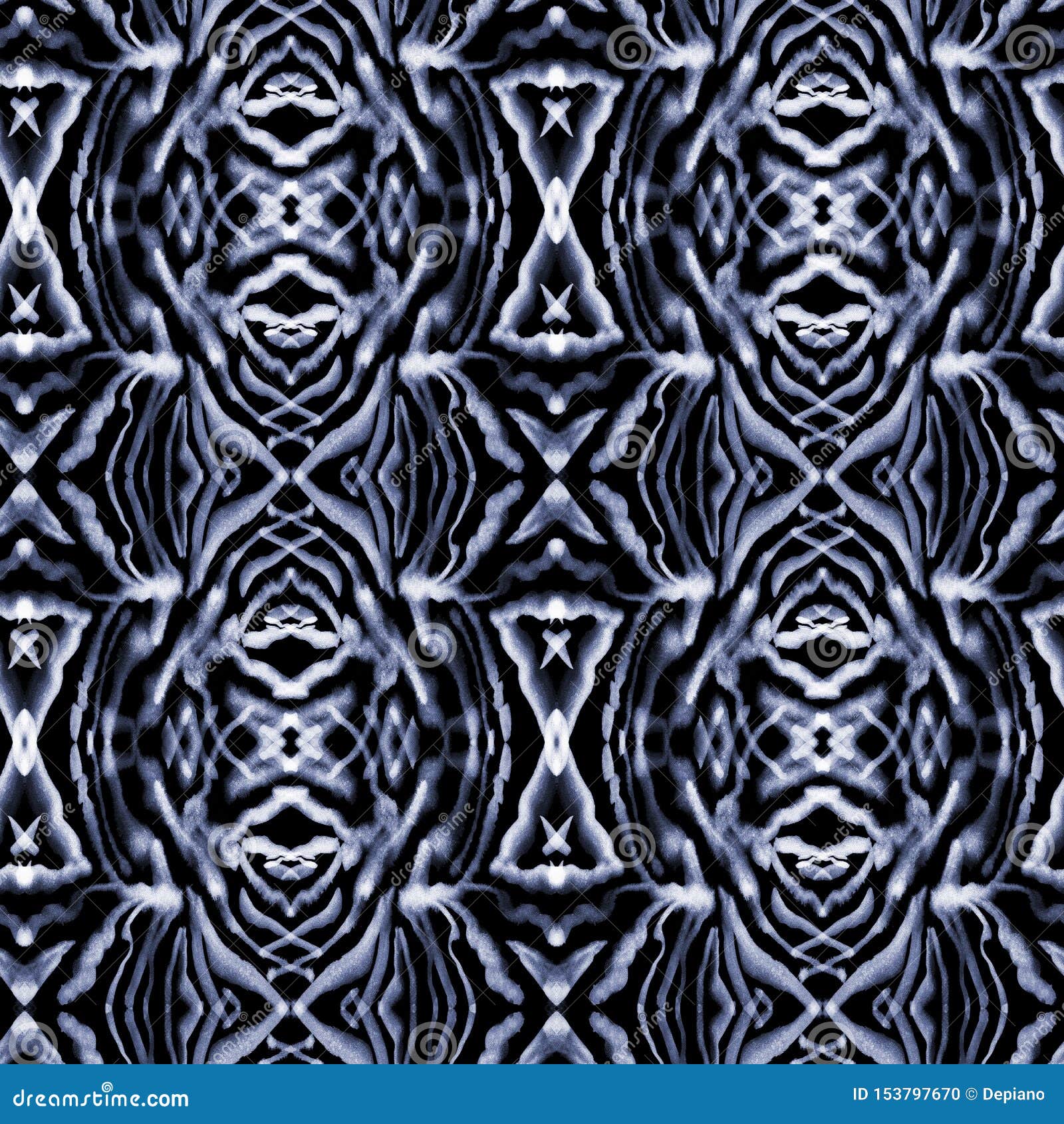 Watercolor Ornamental Abstract Seamless Pattern In Bohemian Style Stock