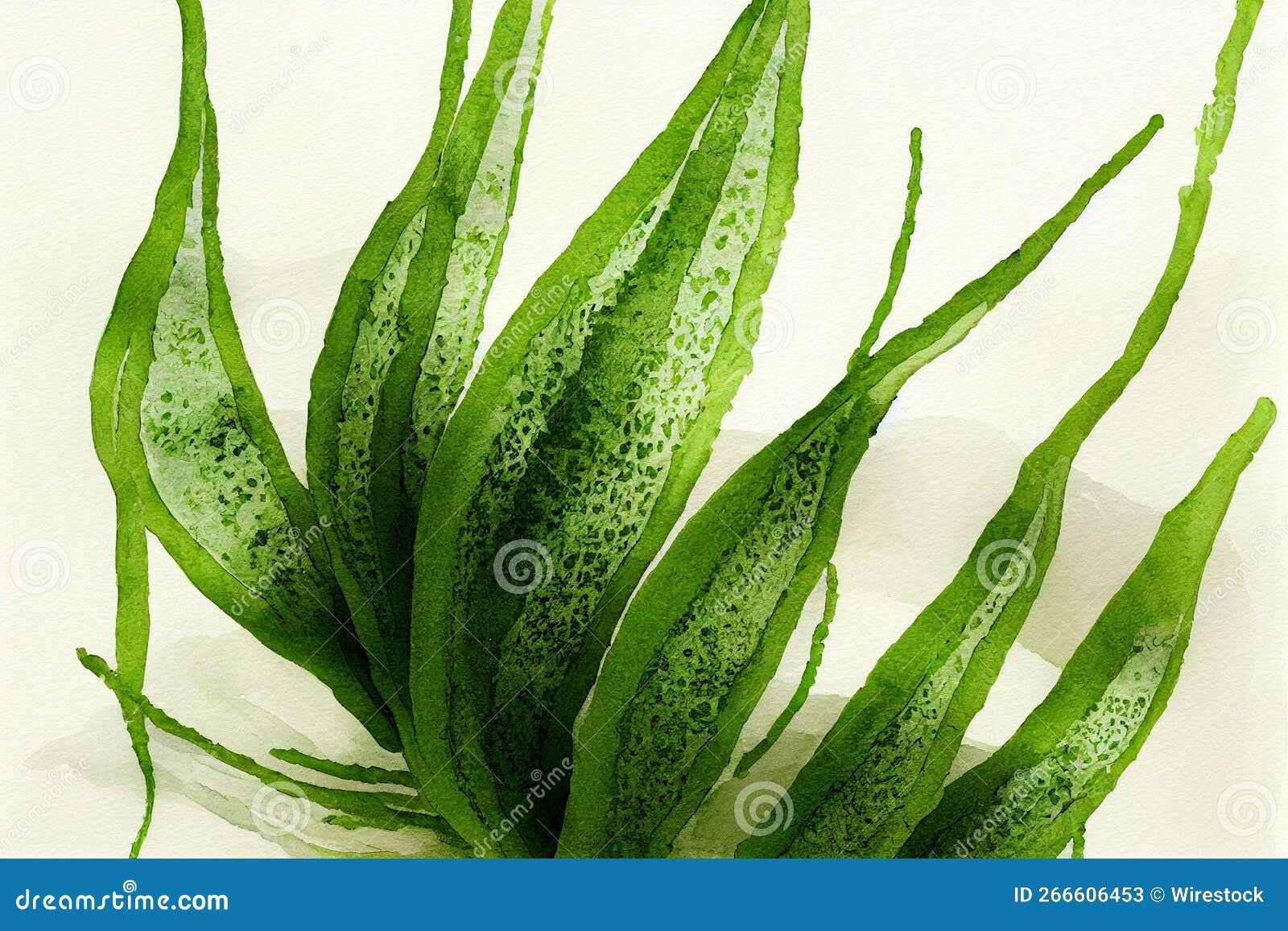Watercolor Paint of Algae Plant on White Background Stock Illustration ...