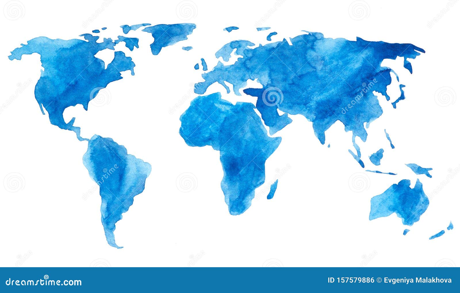 Watercolor Paint Blue World Map Isolated on White for Your Design Stock ... Watercolor Paint Blue World Map Isolated on White for Your Design Stock ...