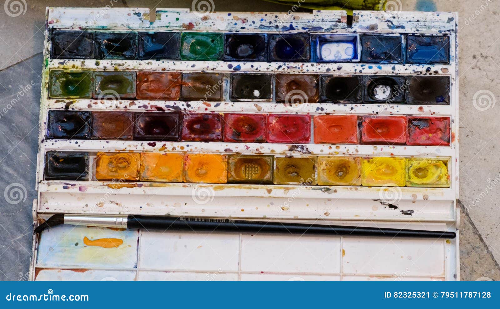 Watercolor paint box stock image. Image of heaps, saturated - 82325321