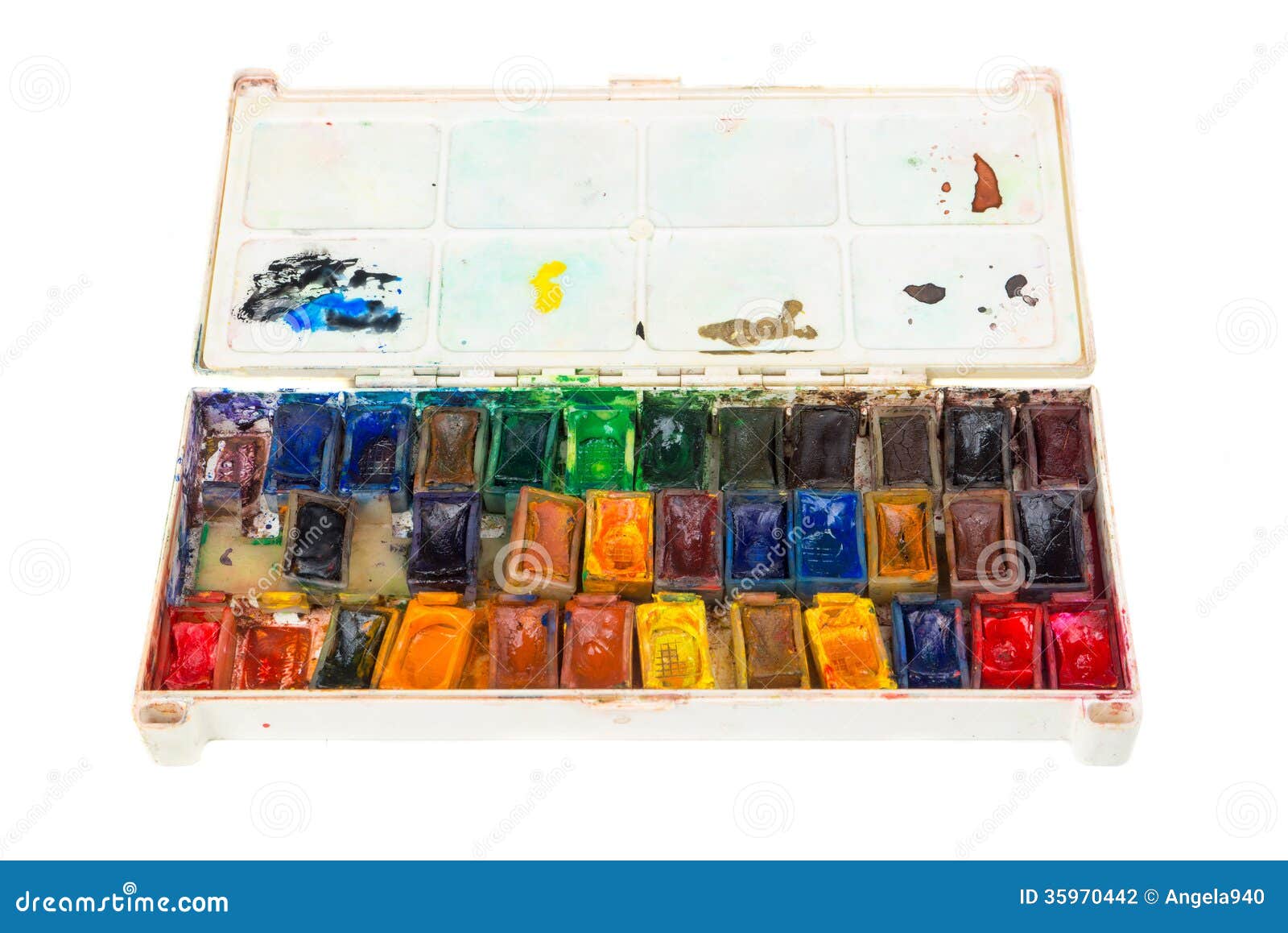 Watercolor paint box stock photo. Image of pots, paint - 35970442