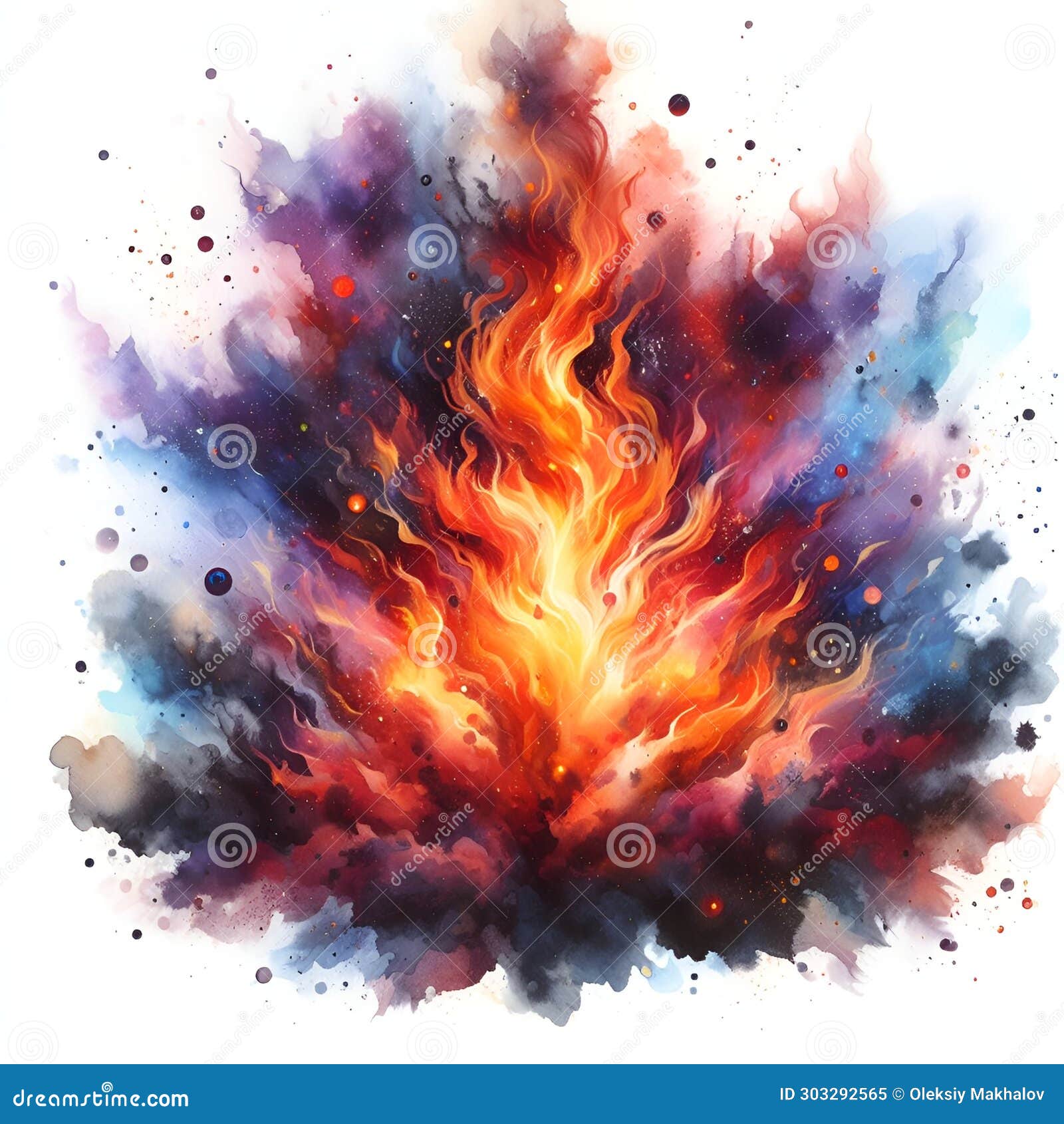 Watercolor Paint Hot Fire Burn Illustration Stock Illustration ...