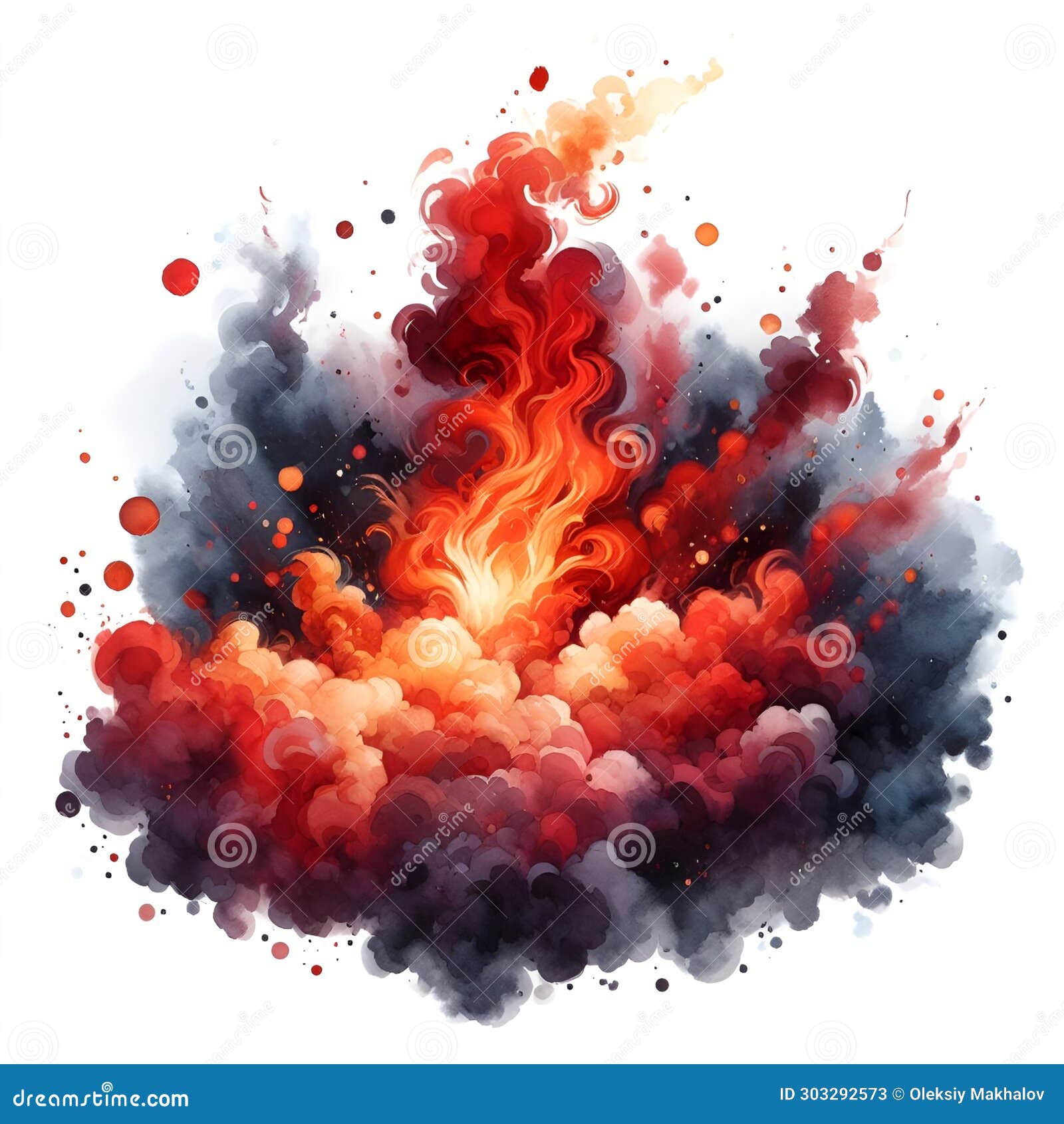 Watercolor Paint Hot Fire Burn Illustration Stock Illustration ...