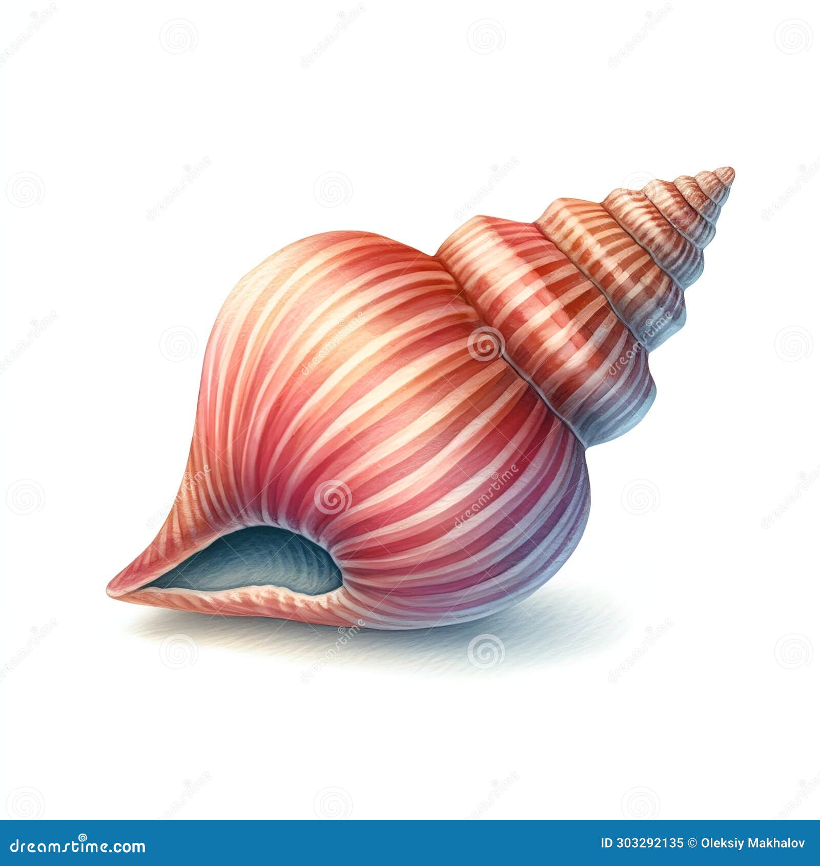 Watercolor Paint Ocean Shell with Pearl Illustration Stock Illustration ...