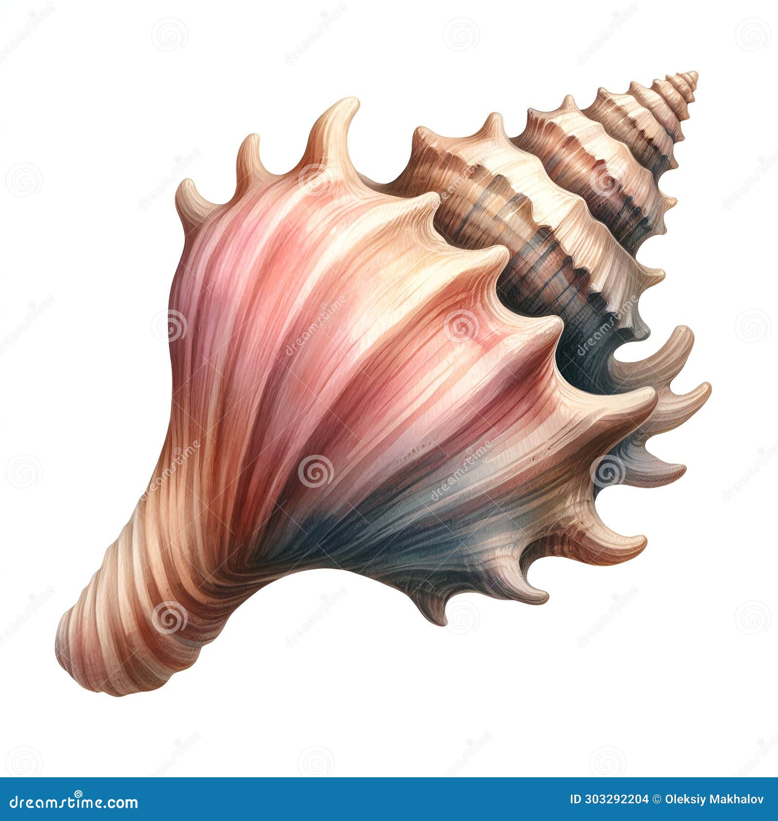 Watercolor Paint Ocean Shell with Pearl Illustration Stock Illustration ...