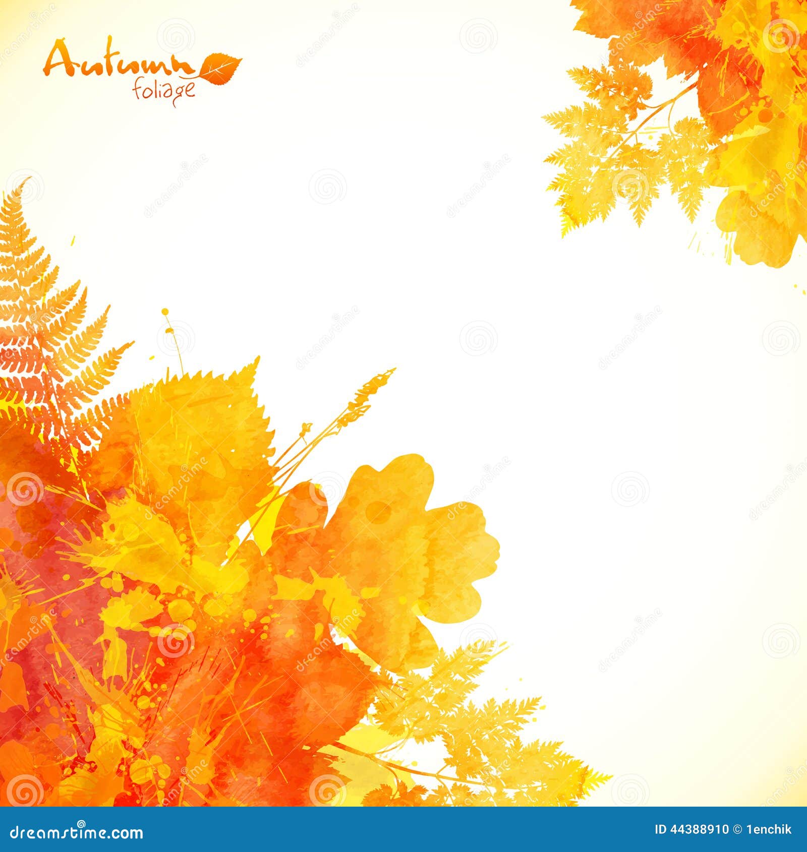 Watercolor Painted Autumn Leaves Vector Background Stock Vector ...