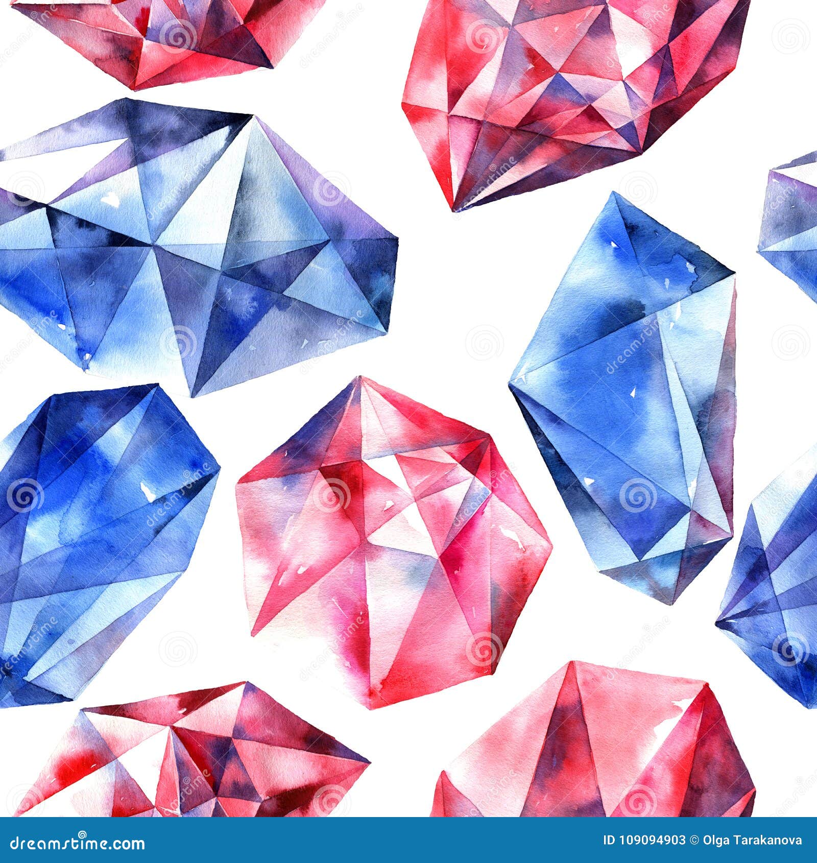 Watercolor Painted Diamonds Stock Illustration - Illustration of jewel ...