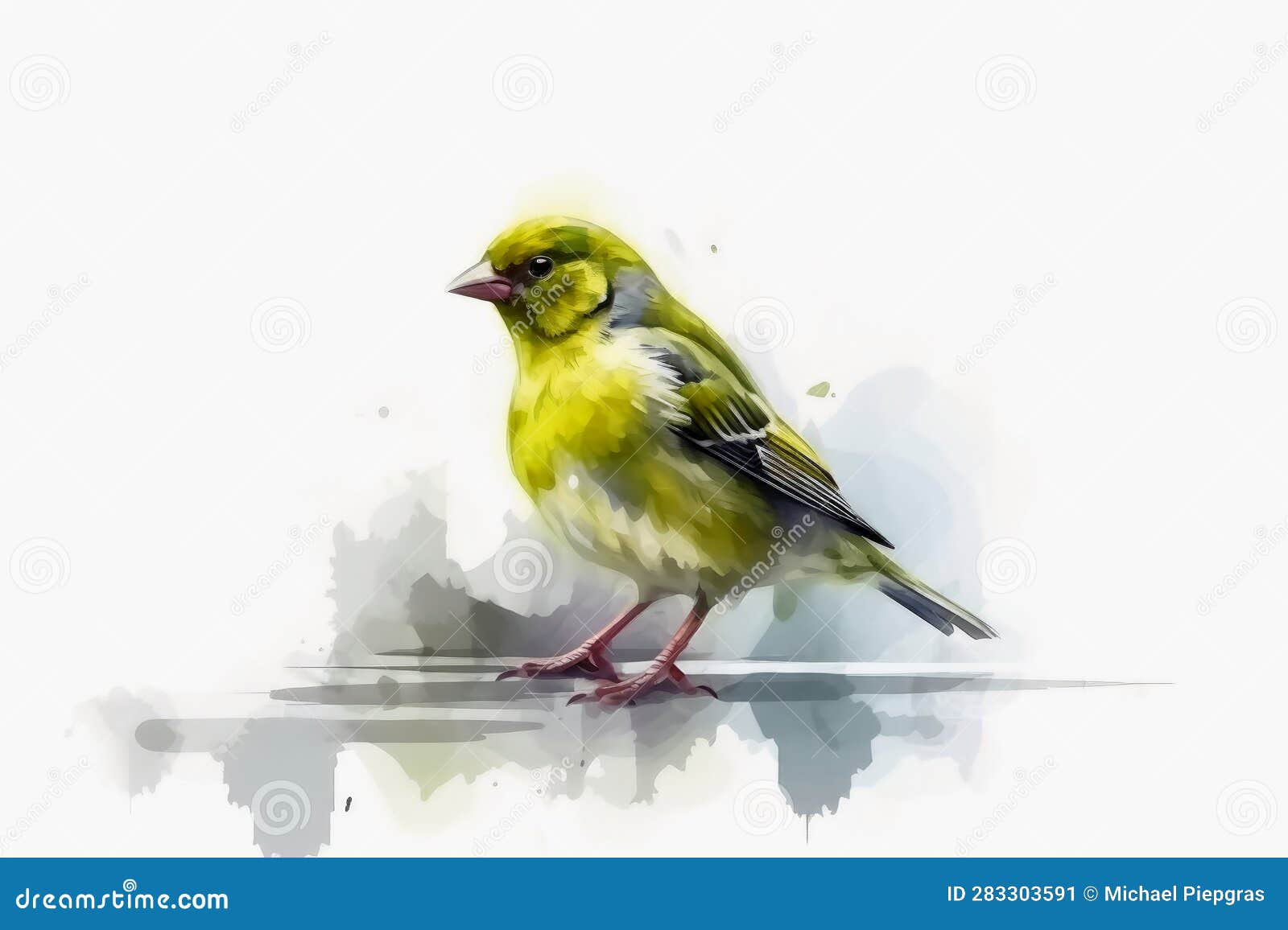 Greenfinch Green Bird. Vector Illustration Of A Feathered Character ...