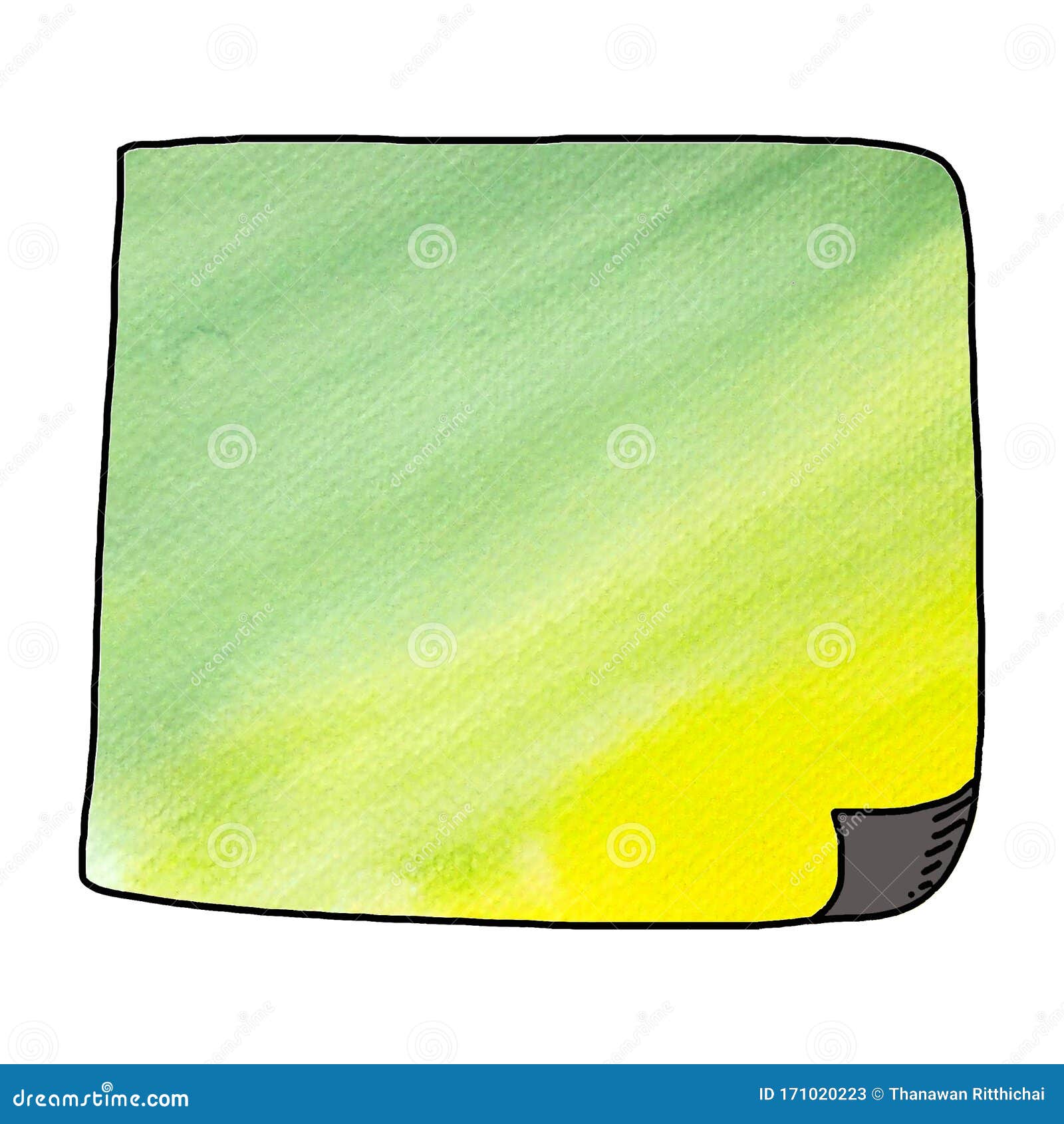 Ombre Green and Yellow Watercolor Painted Notepad Paper Sheet Stock ...