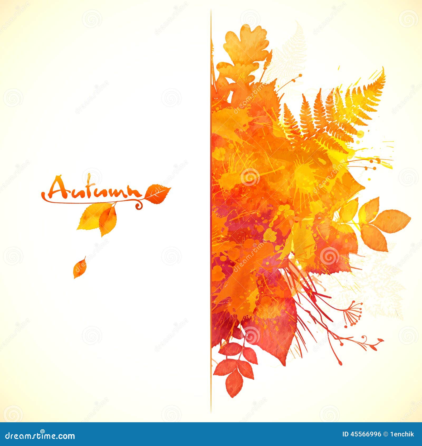 Watercolor Painted Red Autumn Foliage Banner Stock Vector ...