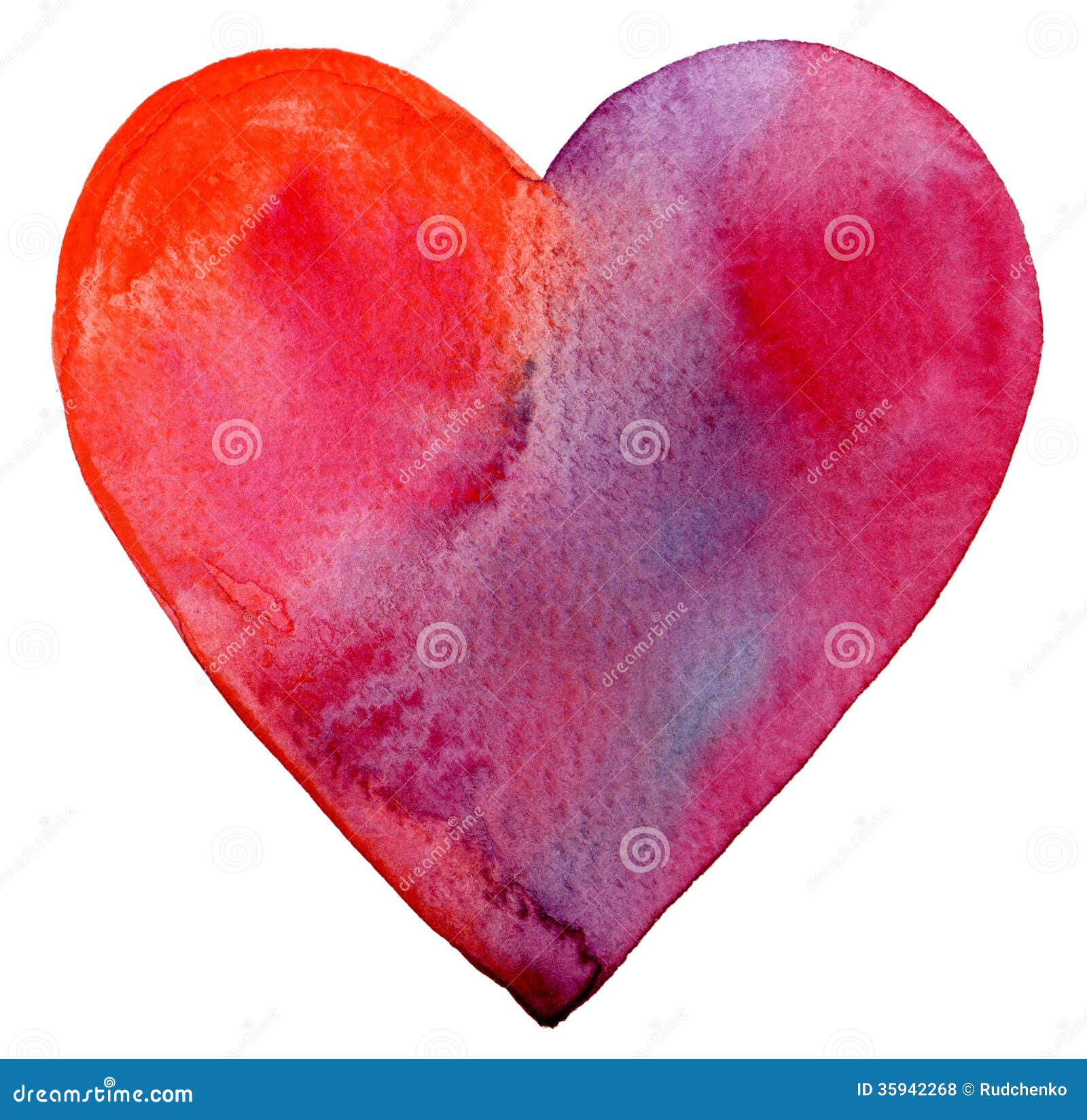 Watercolor Painted Red Heart Stock Illustration - Illustration of hand ...