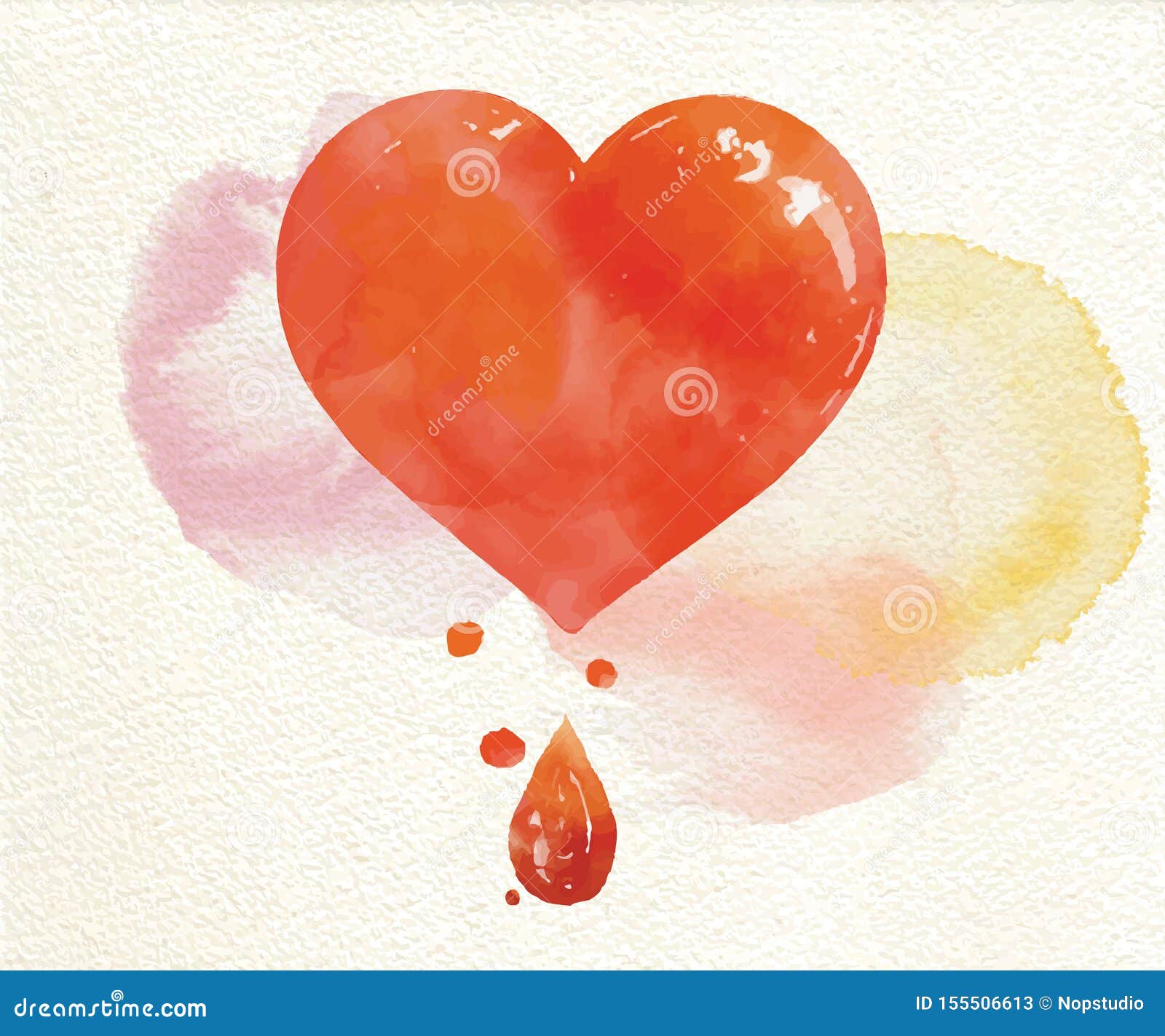 Watercolor Painted Red Heart, Vector Element Stock Image - Image of ...