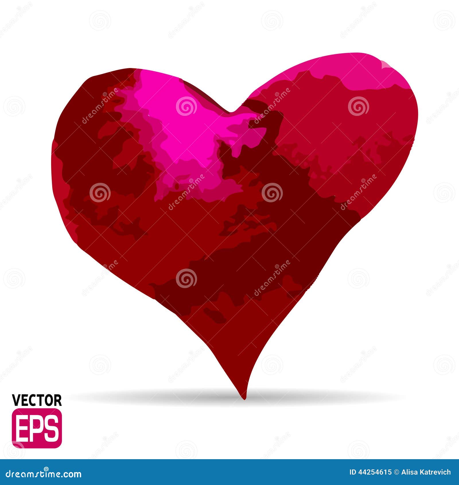 Watercolor Painted Red Heart, Vector Element. Stock Vector ...