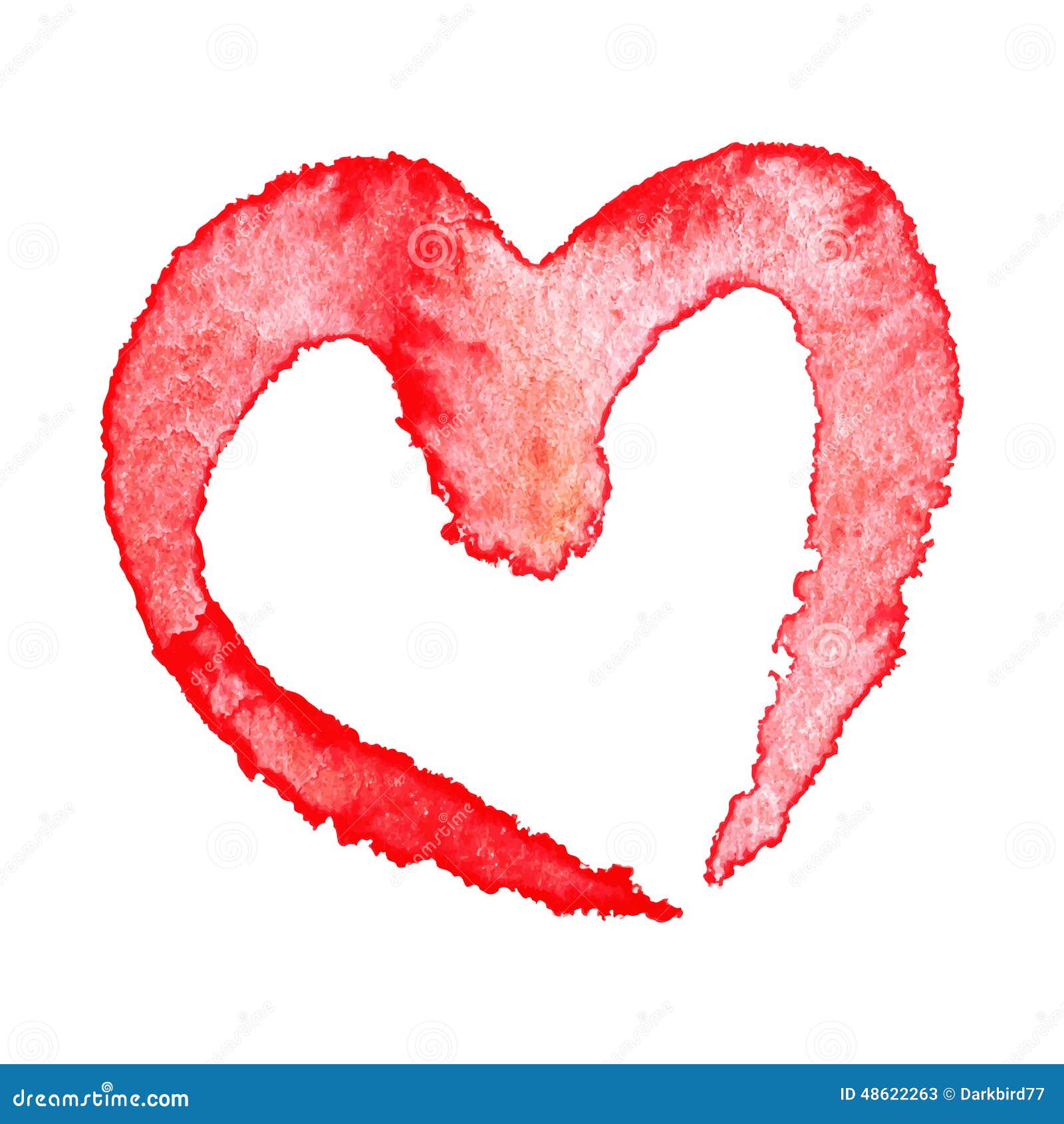 Watercolor Painted Red Heart Stock Illustration - Illustration of ...