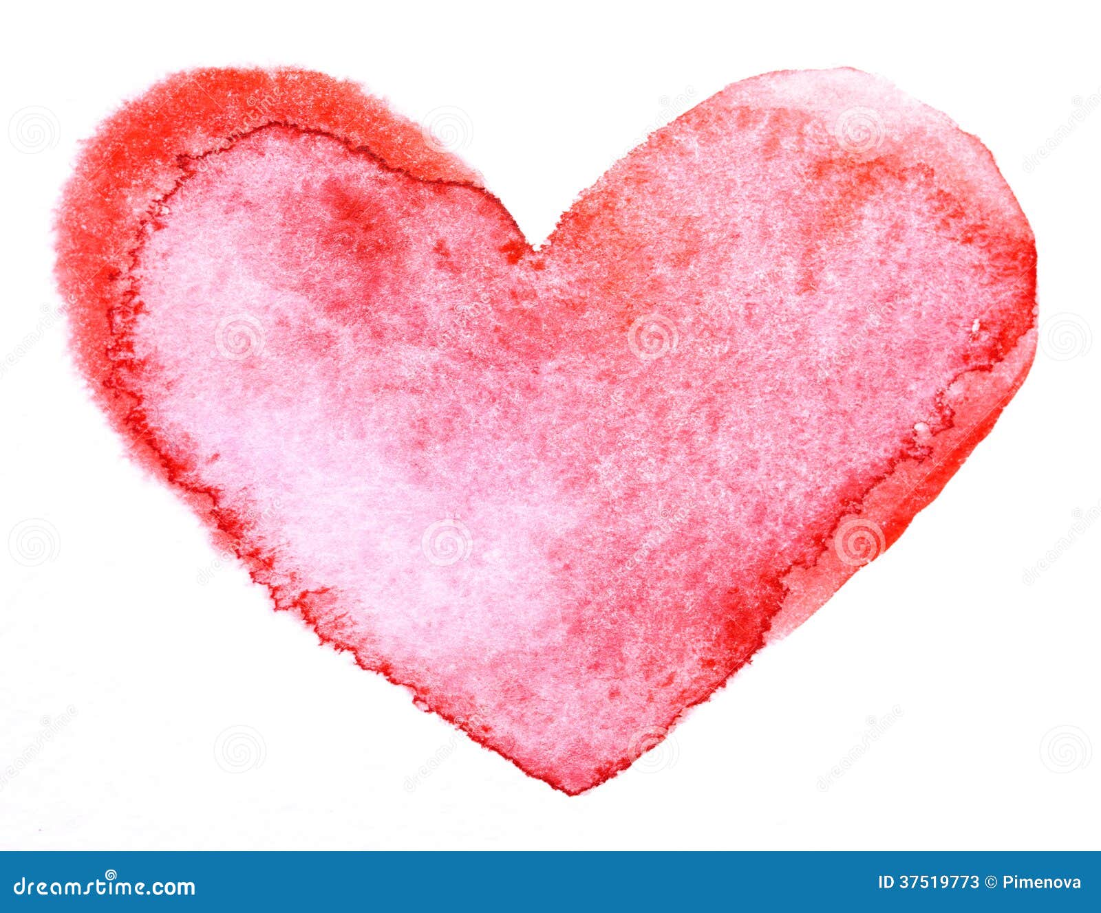 Watercolor Painted Red Heart Stock Illustration - Illustration of brush ...