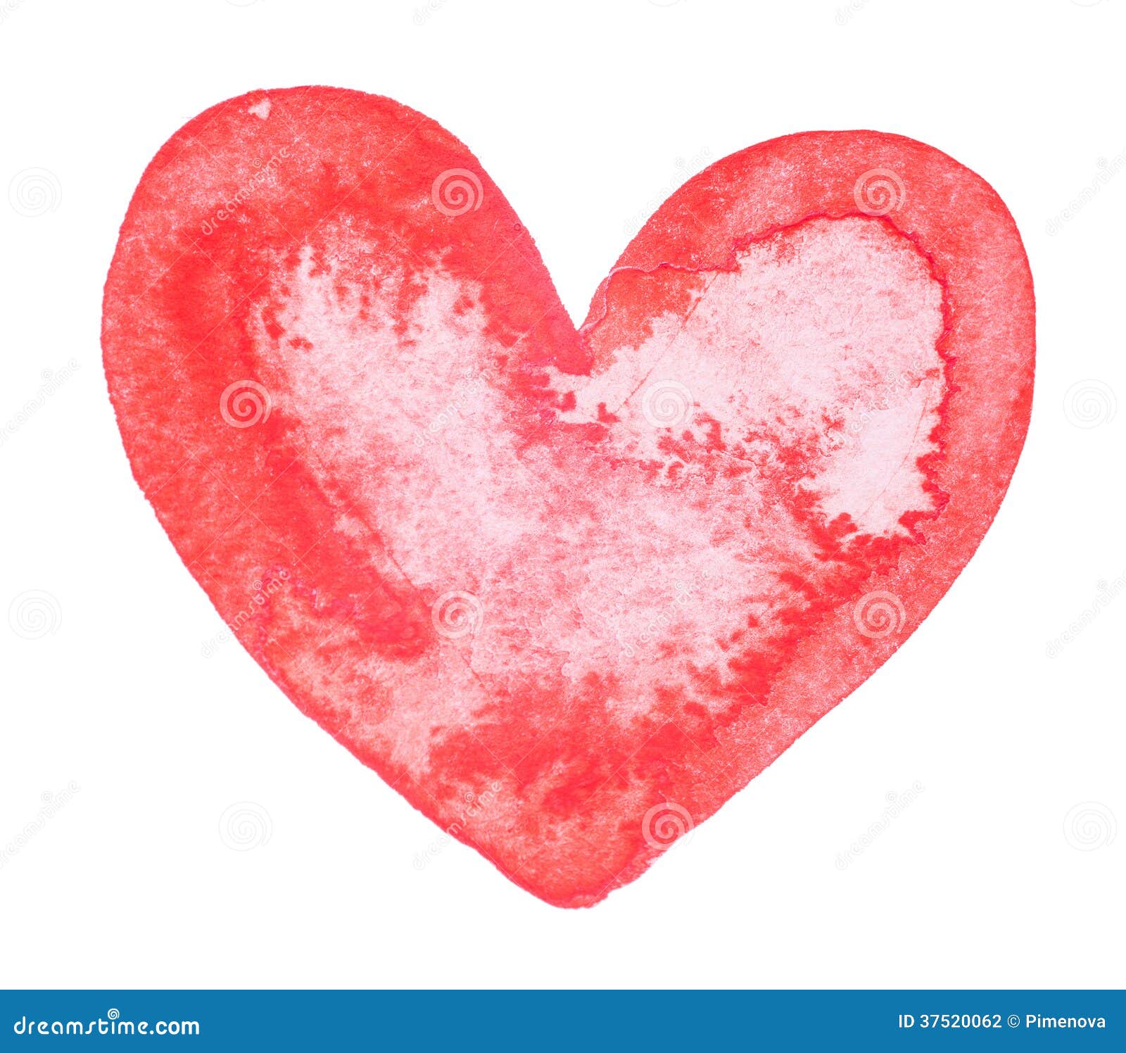 Watercolor Painted Red Heart Stock Illustration - Illustration of ...