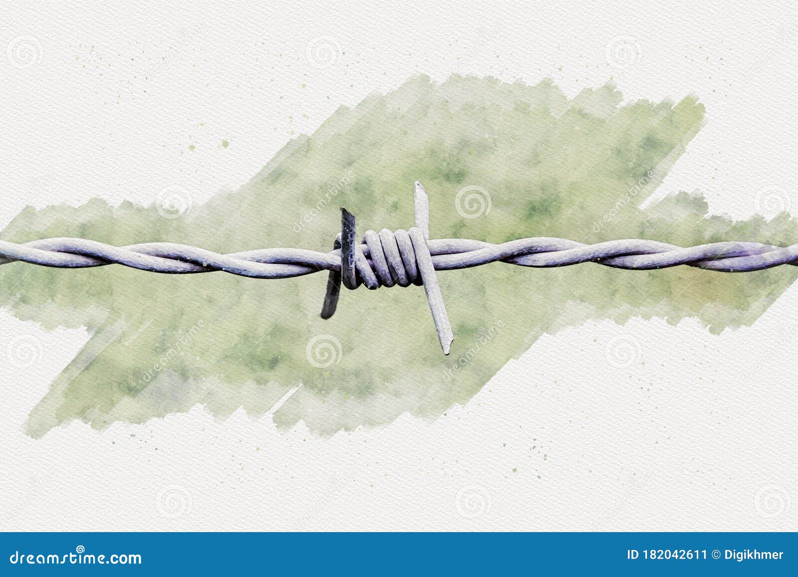 Sharp Barbed Wire Node Watercolor Painting Stock Illustration ...