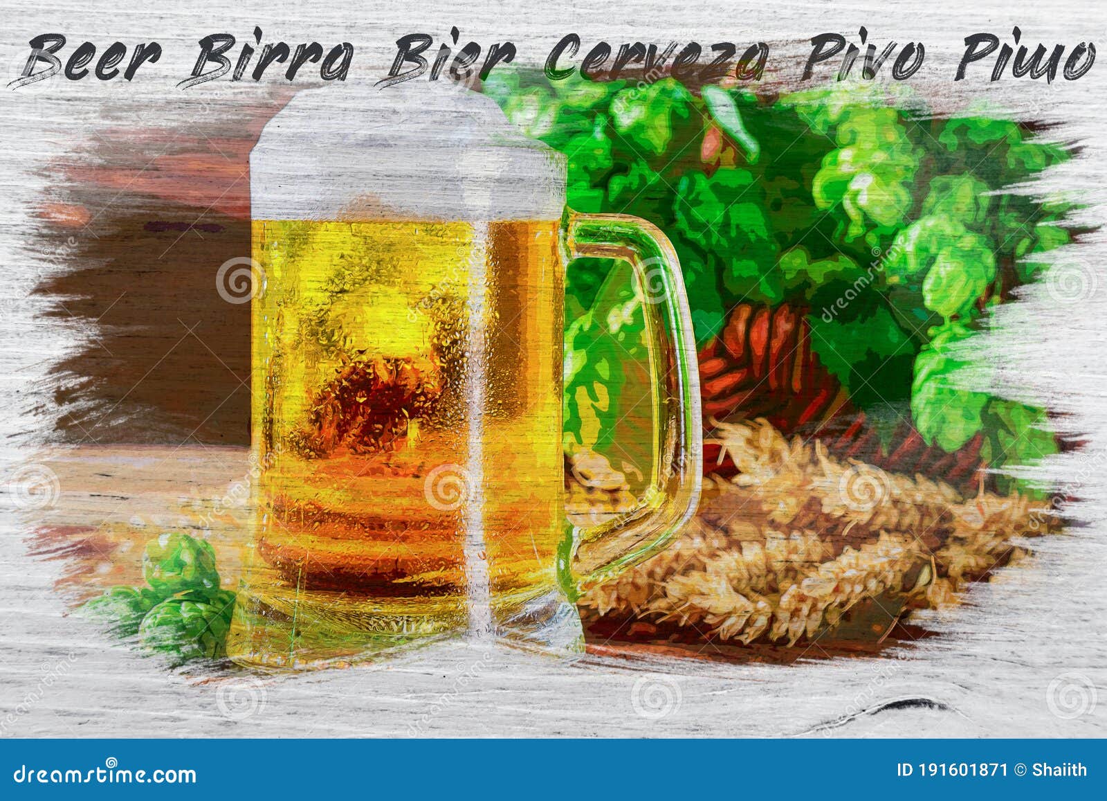 Watercolor Painting of Beer and Beer Word Stock Illustration ...