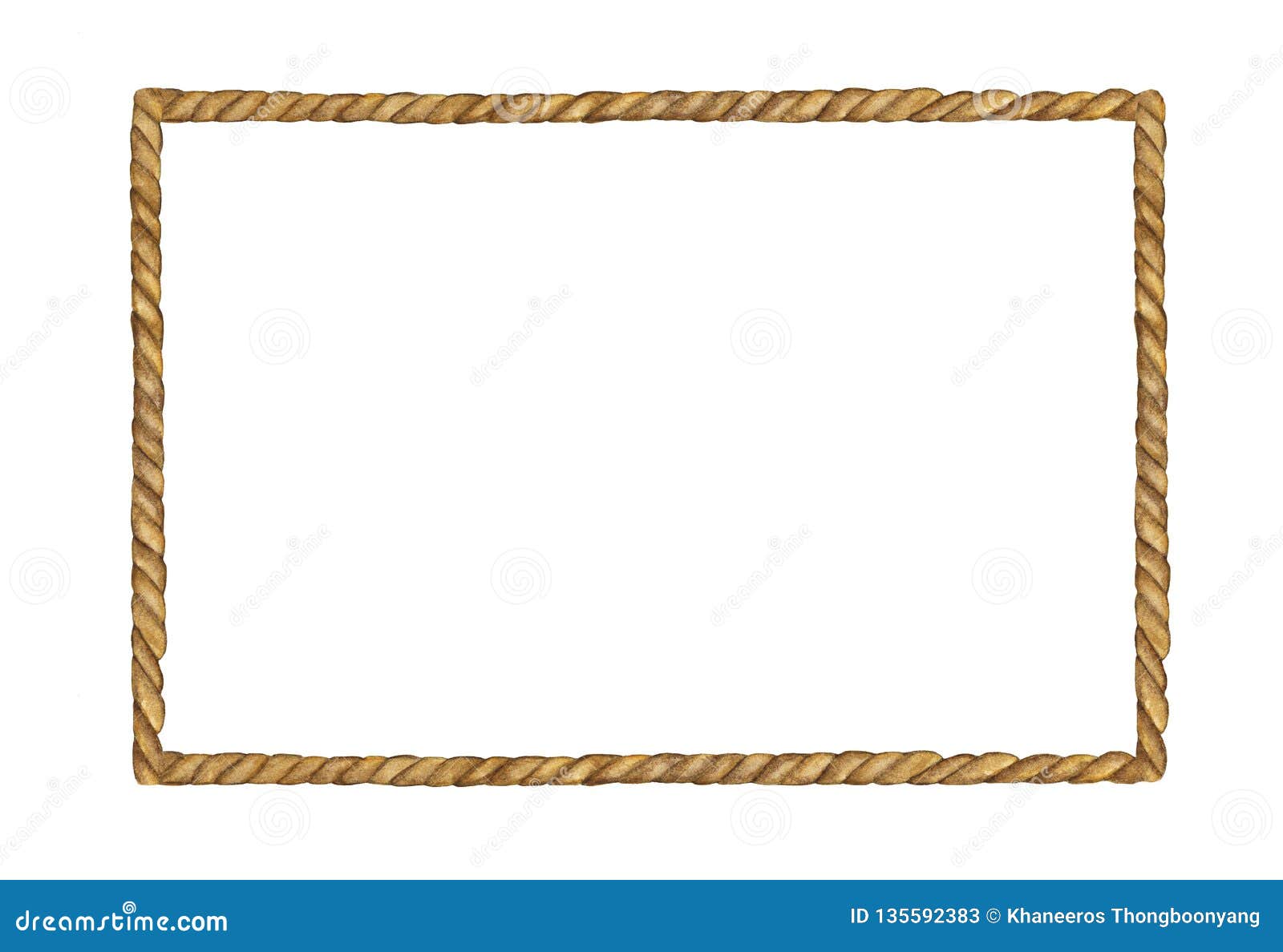 Watercolor Painting of Brown Rope Frame on White Background Stock ...