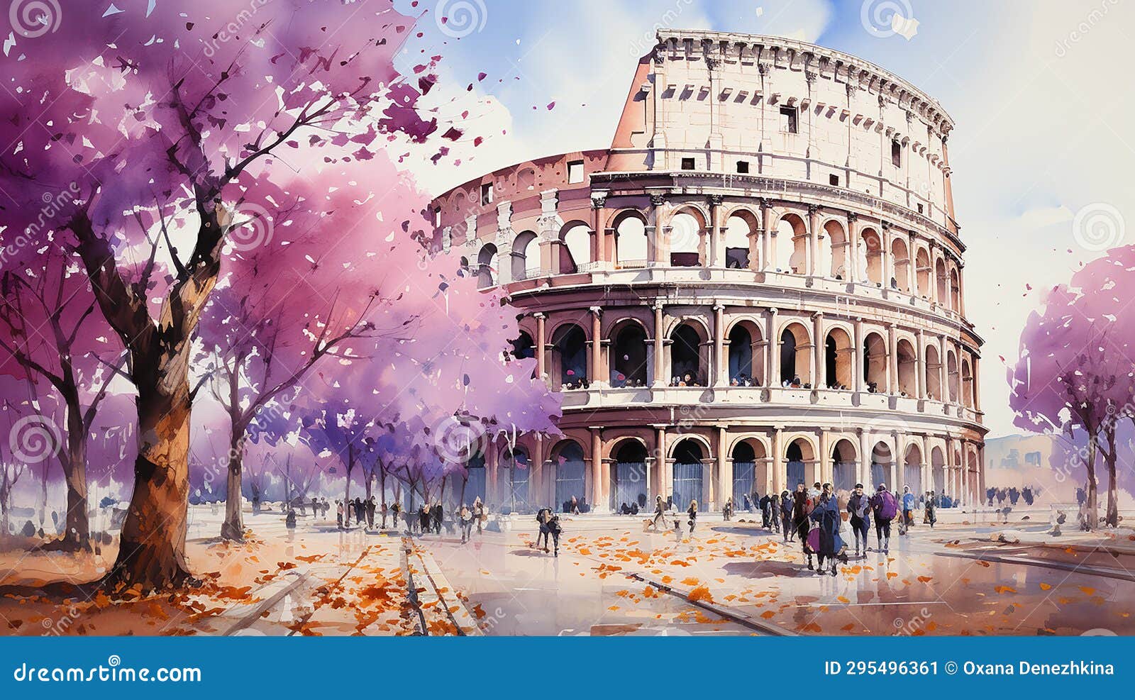 Watercolor Painting of Colosseum Stock Illustration - Illustration of ...